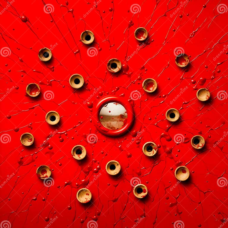 Bullet Marks on the Red Wall . Stock Illustration - Illustration of ...