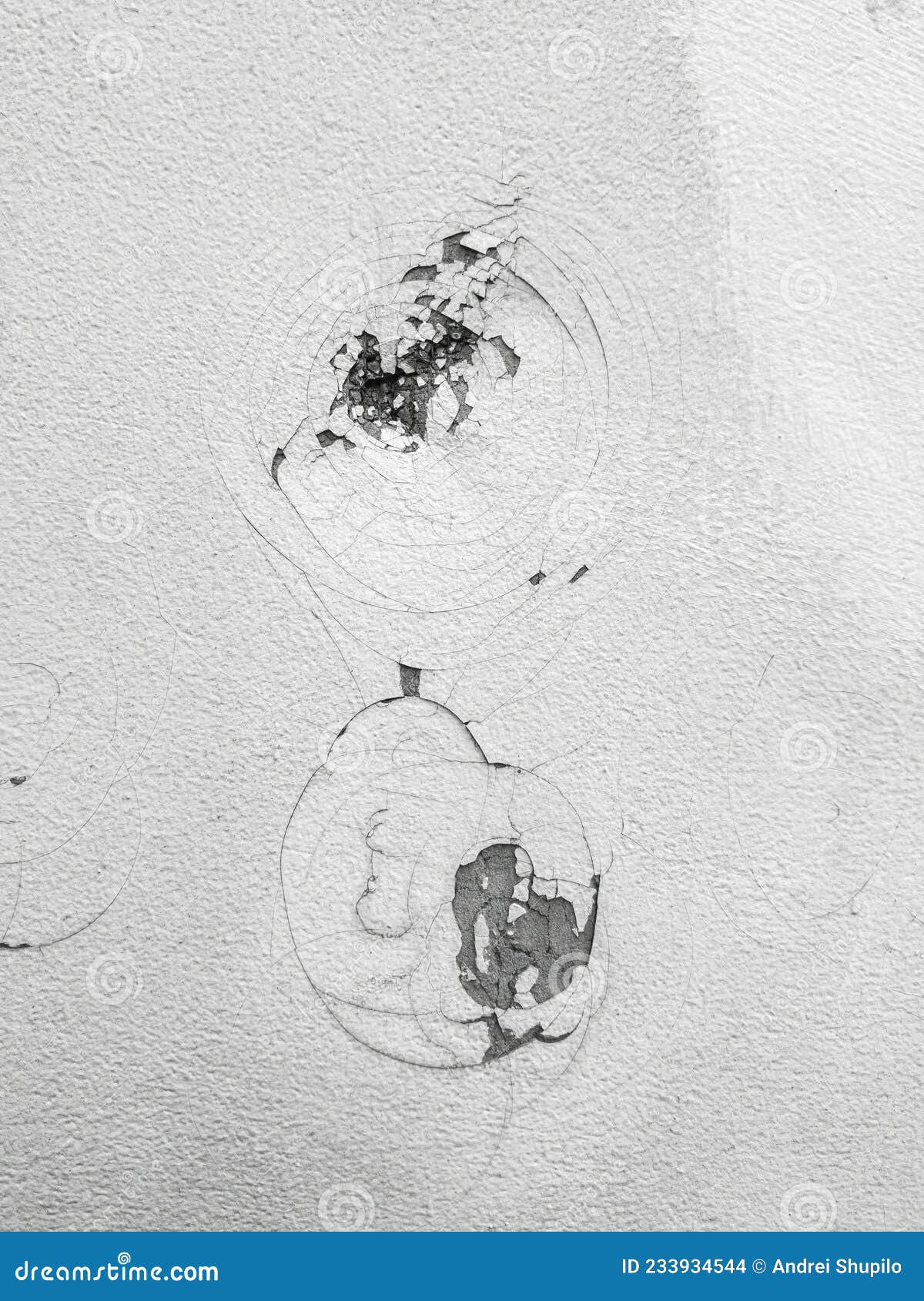 Bullet marks on the wall stock photo. Image of grungy - 233934544