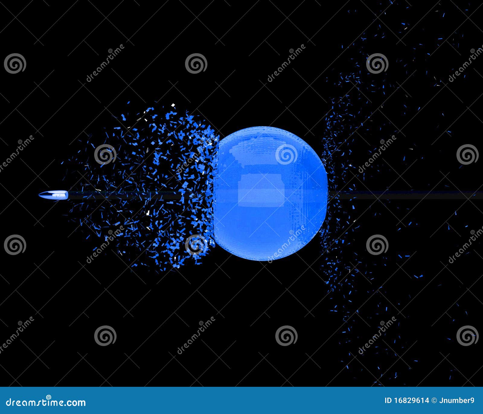 Bullet Pierces Crystal Ball Stock Illustration - Illustration of three ...