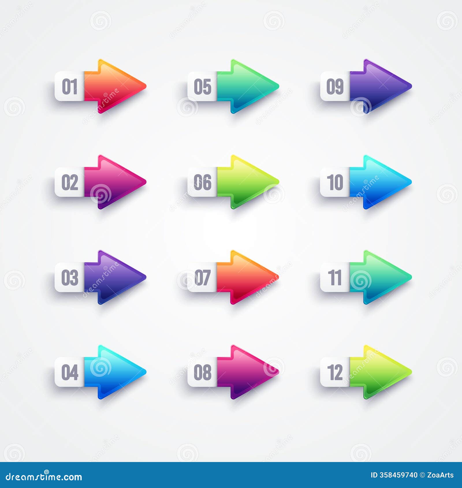 Colorful Arrow Shaped Bullet Points Stock Vector - Illustration of ...
