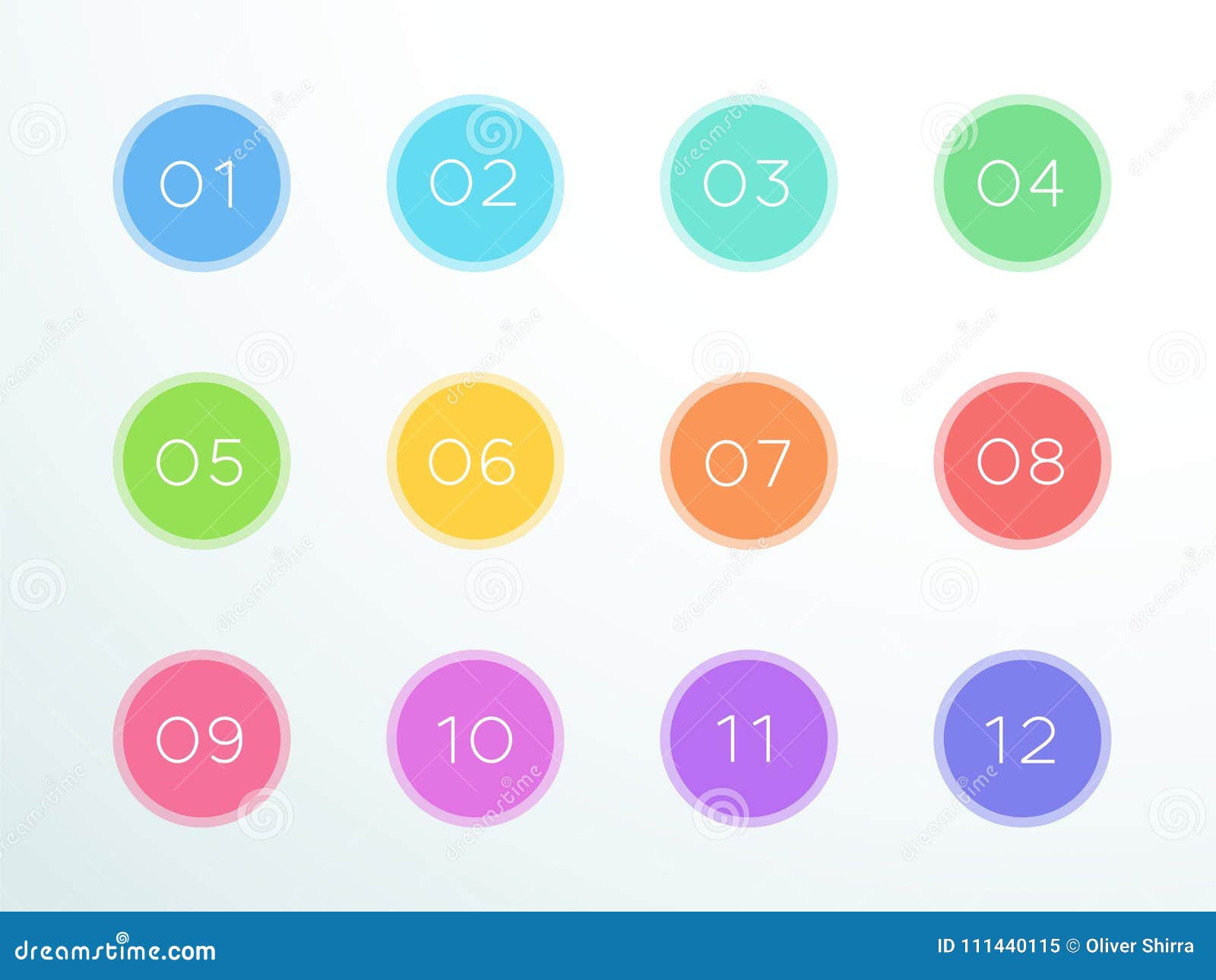 Bullet Point Clear Flat Circle Number 1, 10 and 12 Vector Stock Vector ...