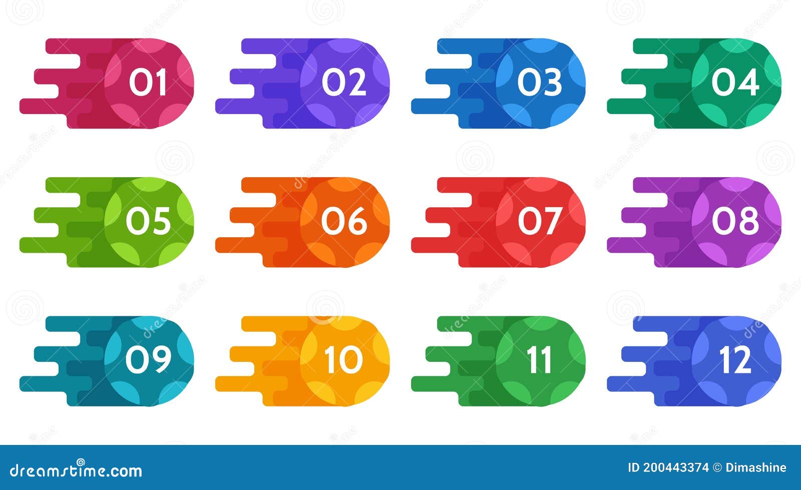 Bullet Points Data, Info Markers. Icon Arrow Set. Number Flags 1 To 12 ...