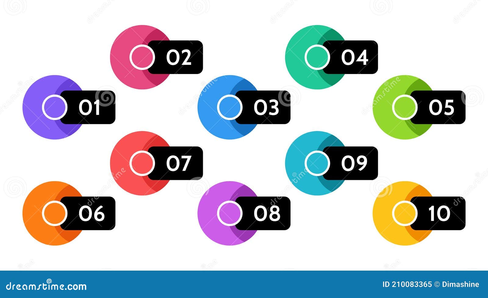 Bullet Points Data, Info Markers. Icon Arrow Set. Number Flags 1 To 10 ...