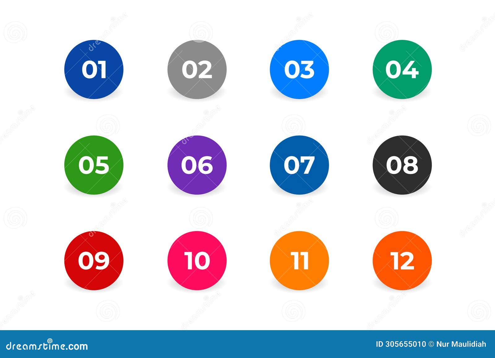 Bullet Points Numbers from One To Twelve Stock Illustration ...