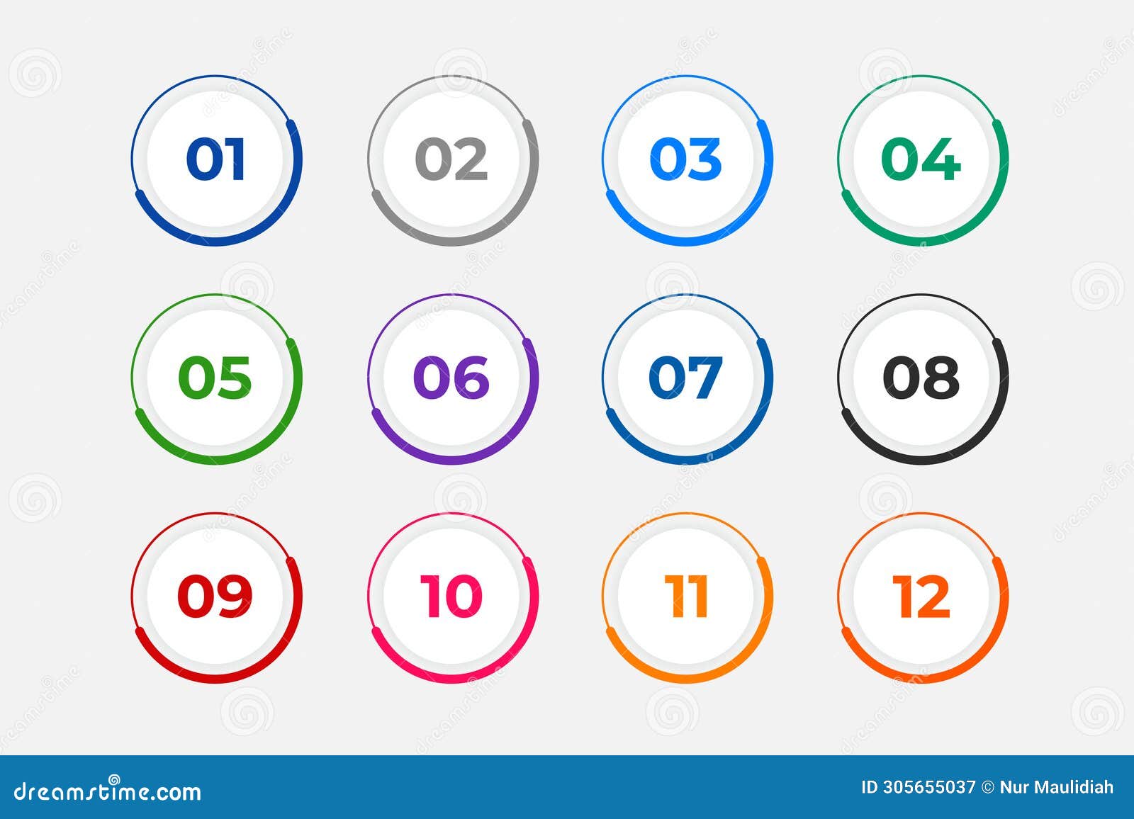 Bullet Points Numbers from One To Twelve Stock Illustration ...