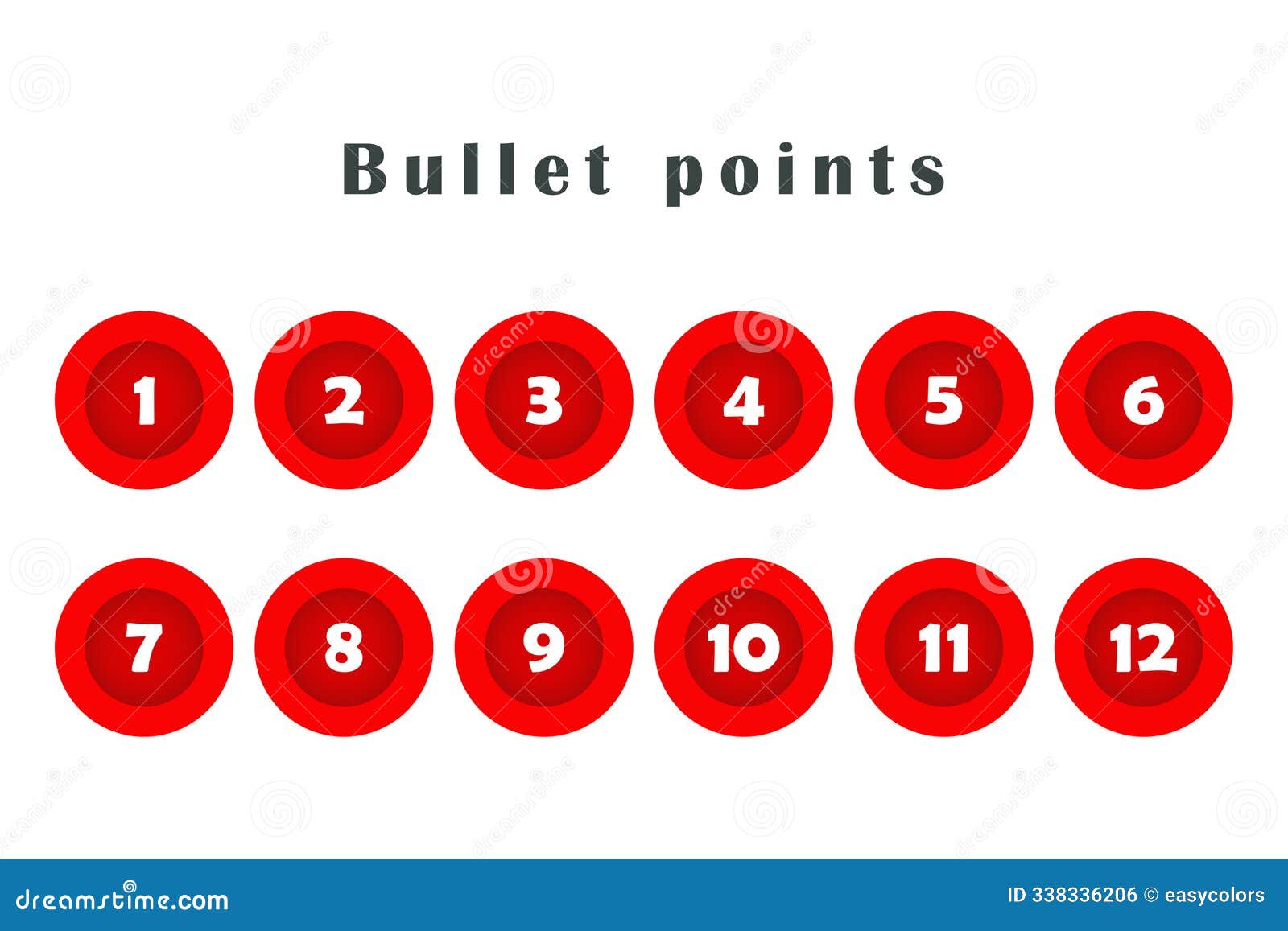 Bullet points red circles stock illustration. Illustration of numerical ...