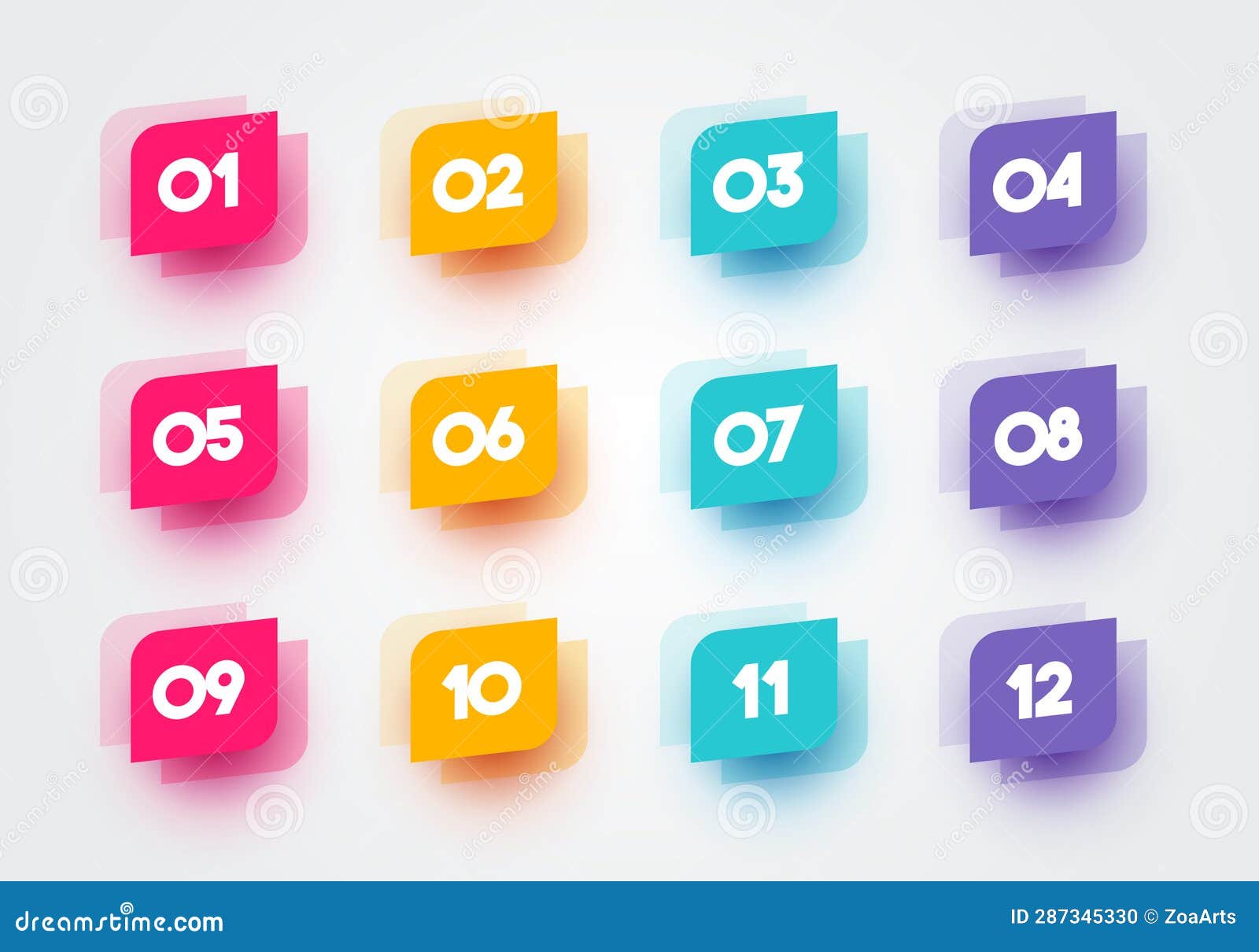 Twelve Colorful Bullet Points Labels Stock Vector - Illustration of ...
