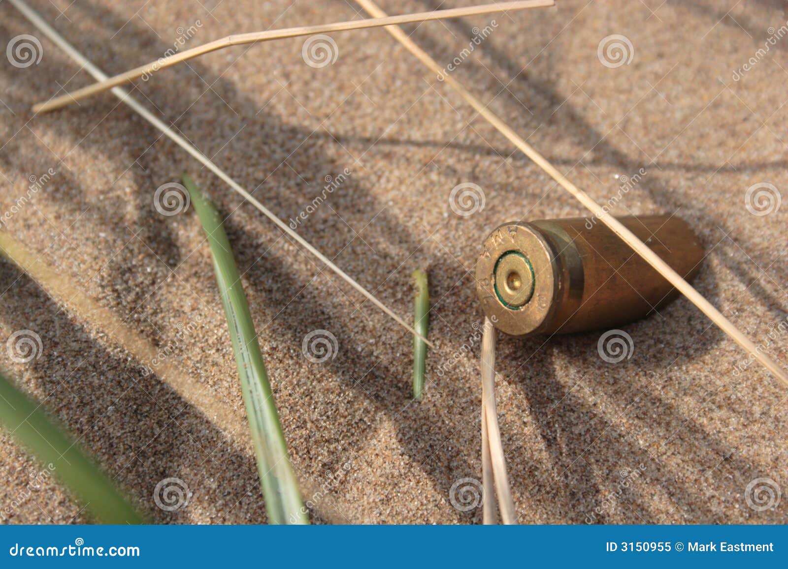 Bullet in the Sand 2 stock image. Image of beach, ammo - 3150955