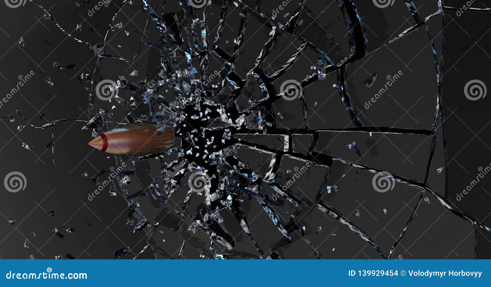 Bullet Shatters the Glass . 3D Render Stock Illustration - Illustration ...