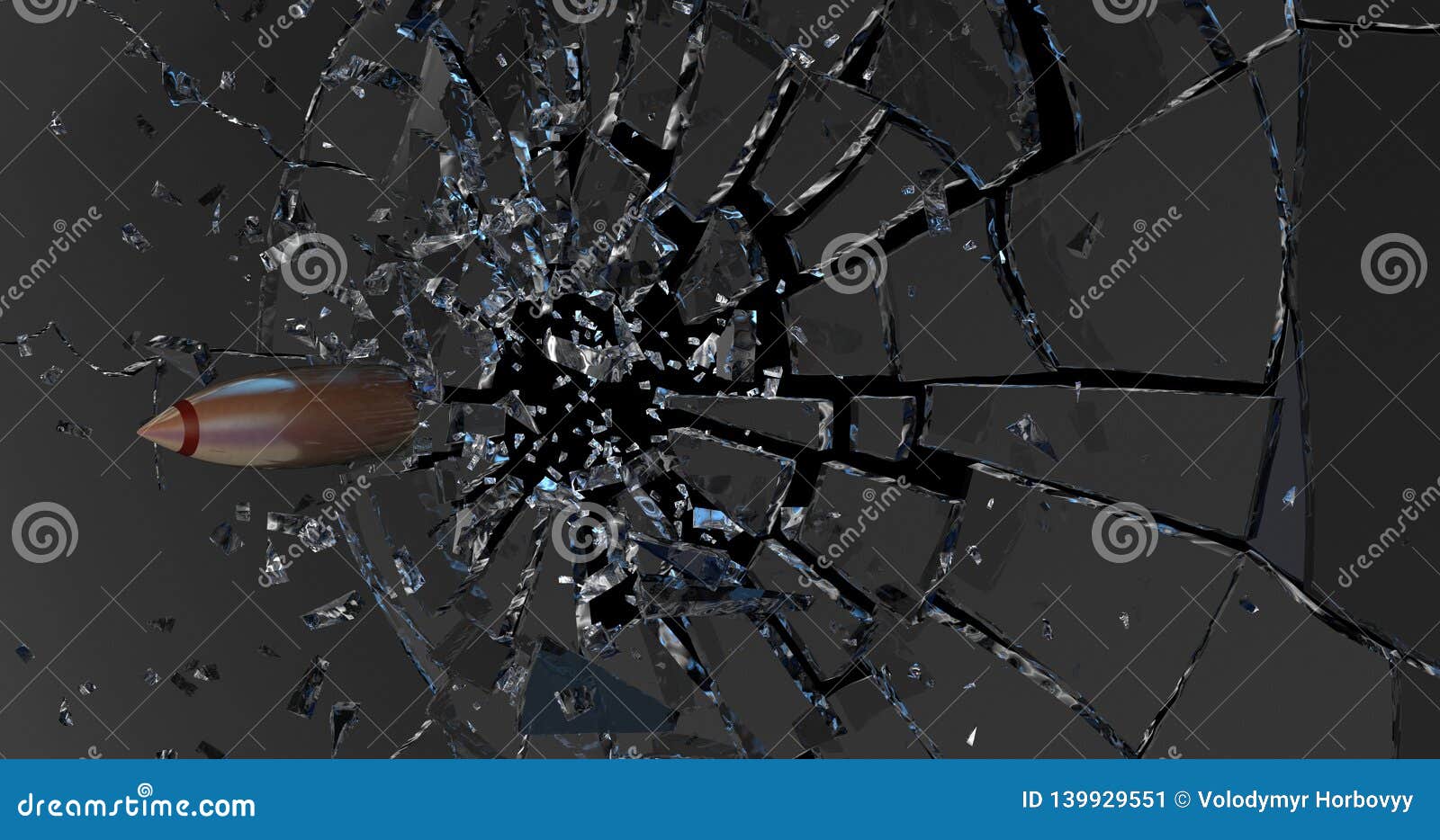 Bullet Shatters the Glass . 3D Render Stock Illustration - Illustration ...