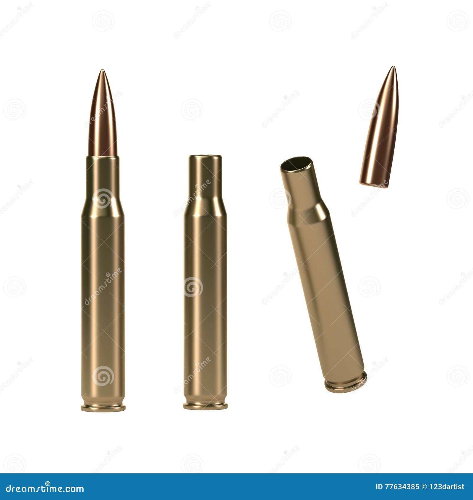 Bullet Shell 3D Illustration Stock Illustration - Illustration of ...