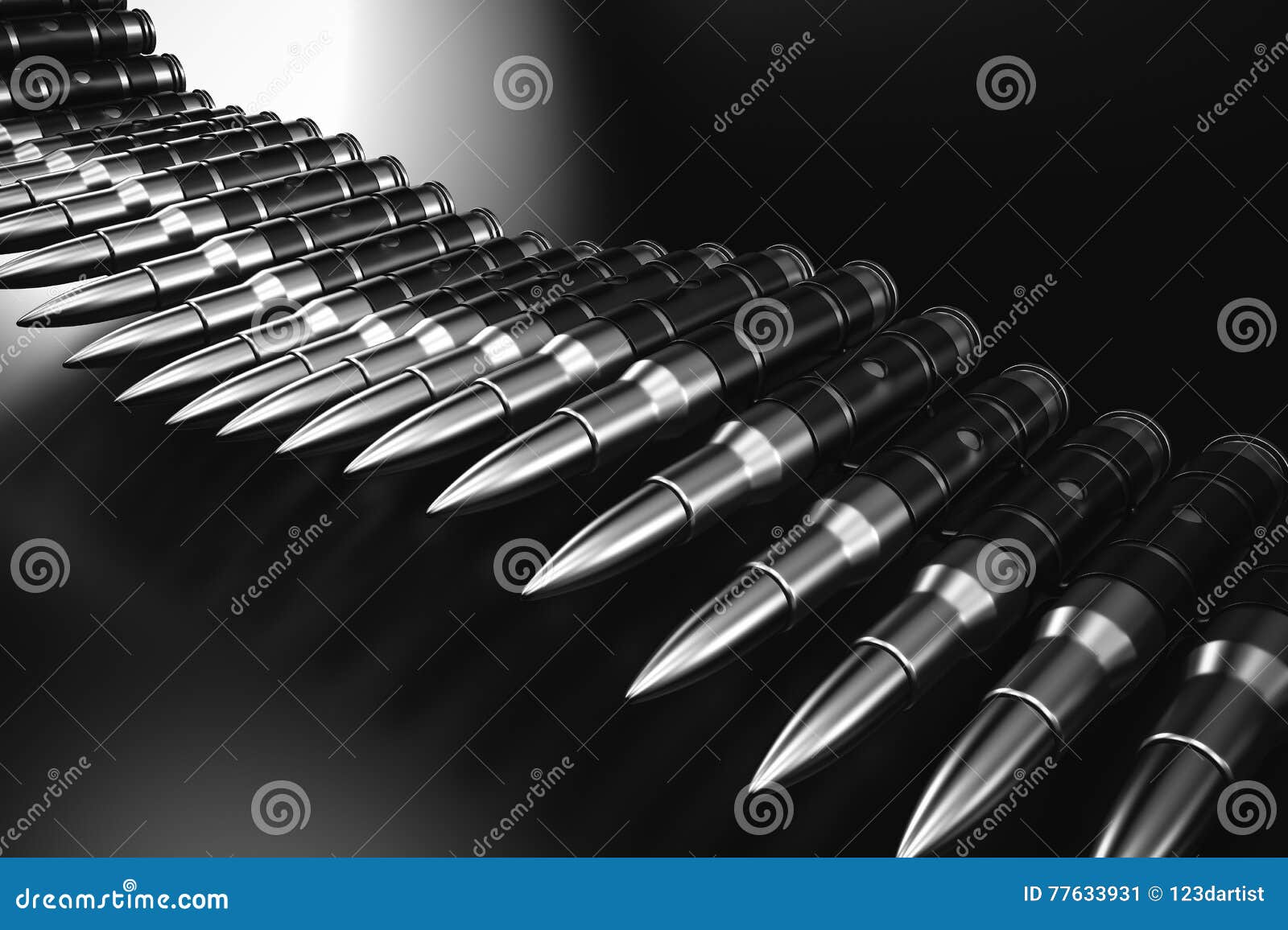 Bullet Shells Belt - 3D Illustration Stock Illustration - Illustration ...