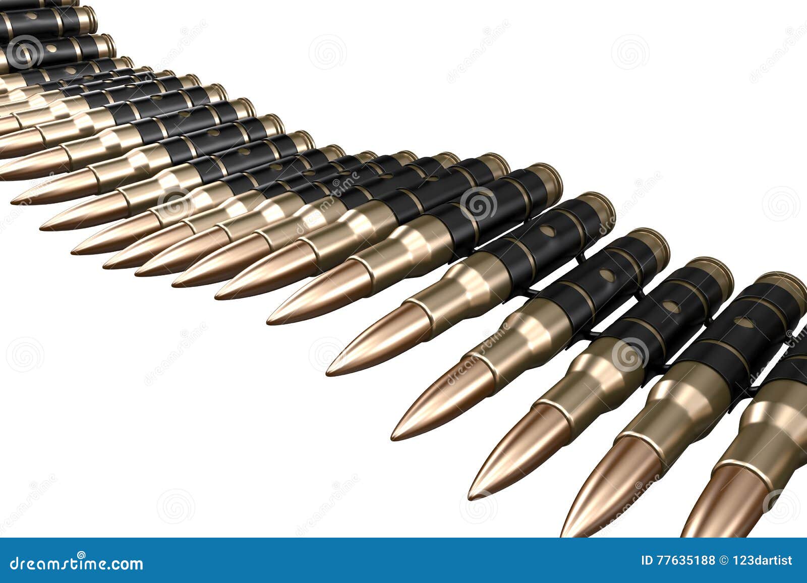 Bullet Shells Belt - 3D Illustration Stock Photo - Image of assault ...