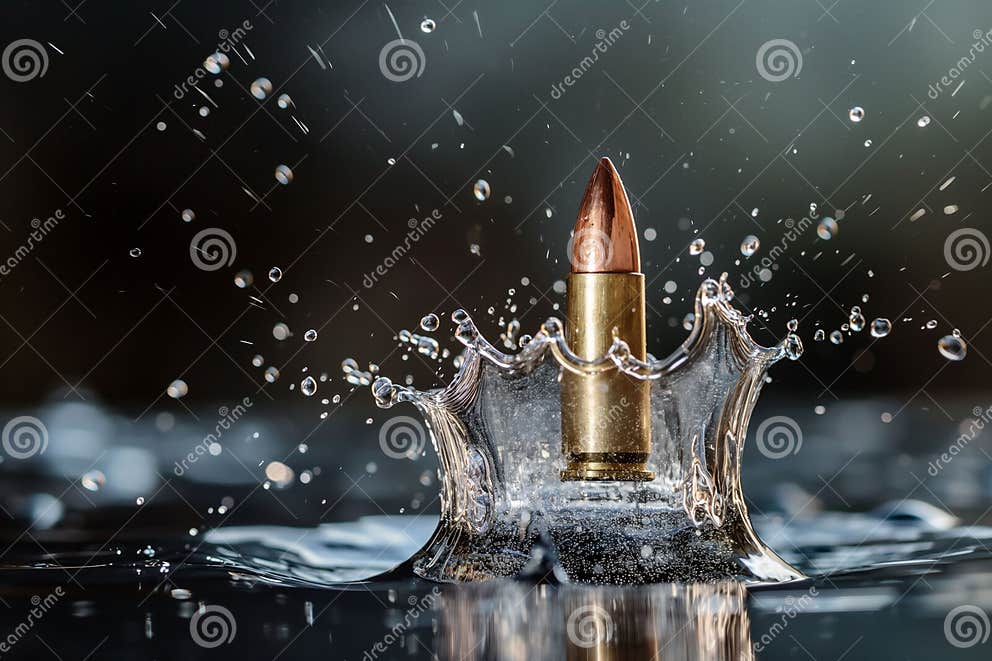 The Bullet Shoots through the Water Creating a Dynamic Splash that ...
