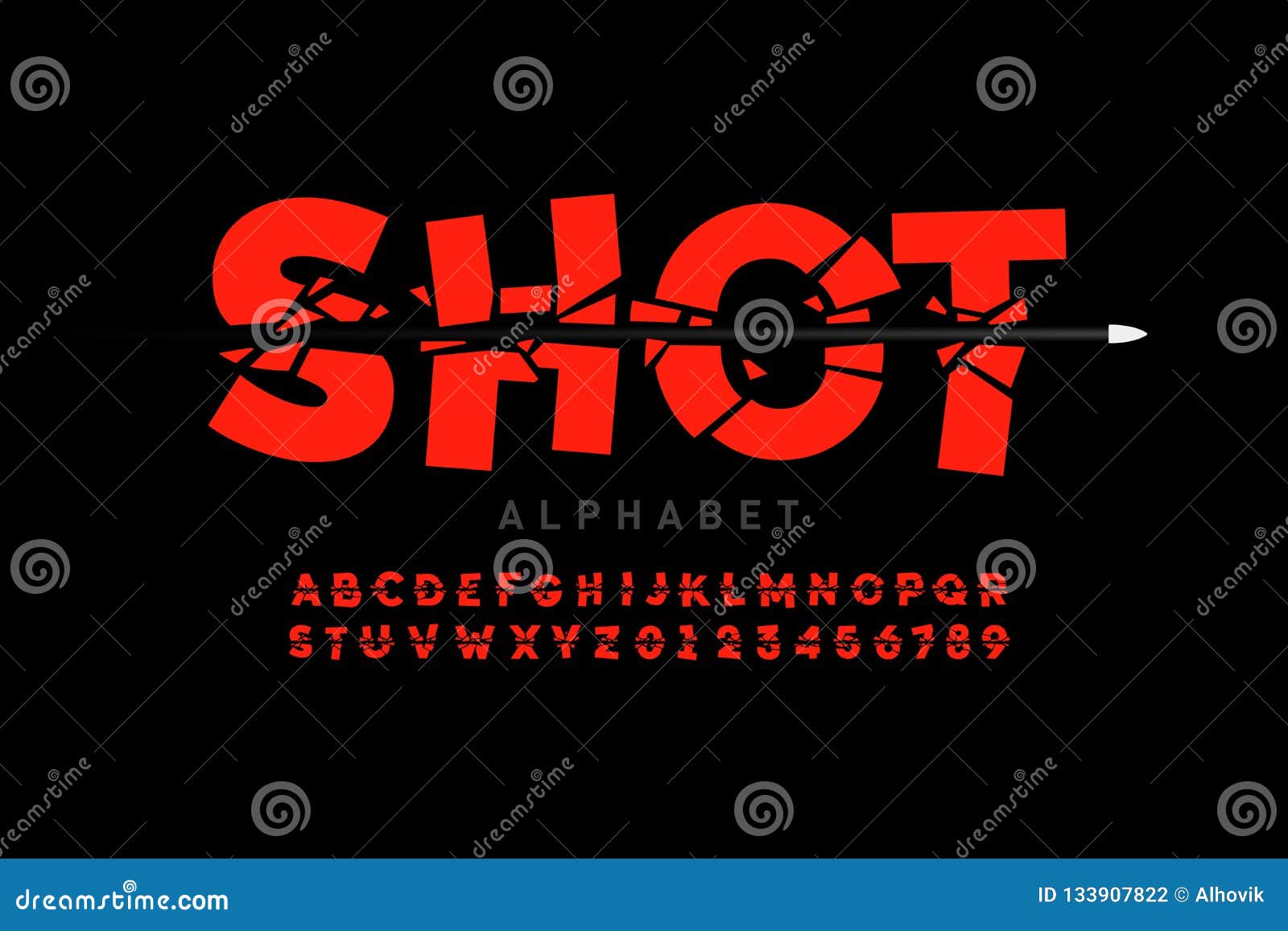 Bullet shot font stock vector. Illustration of ricochet - 133907822