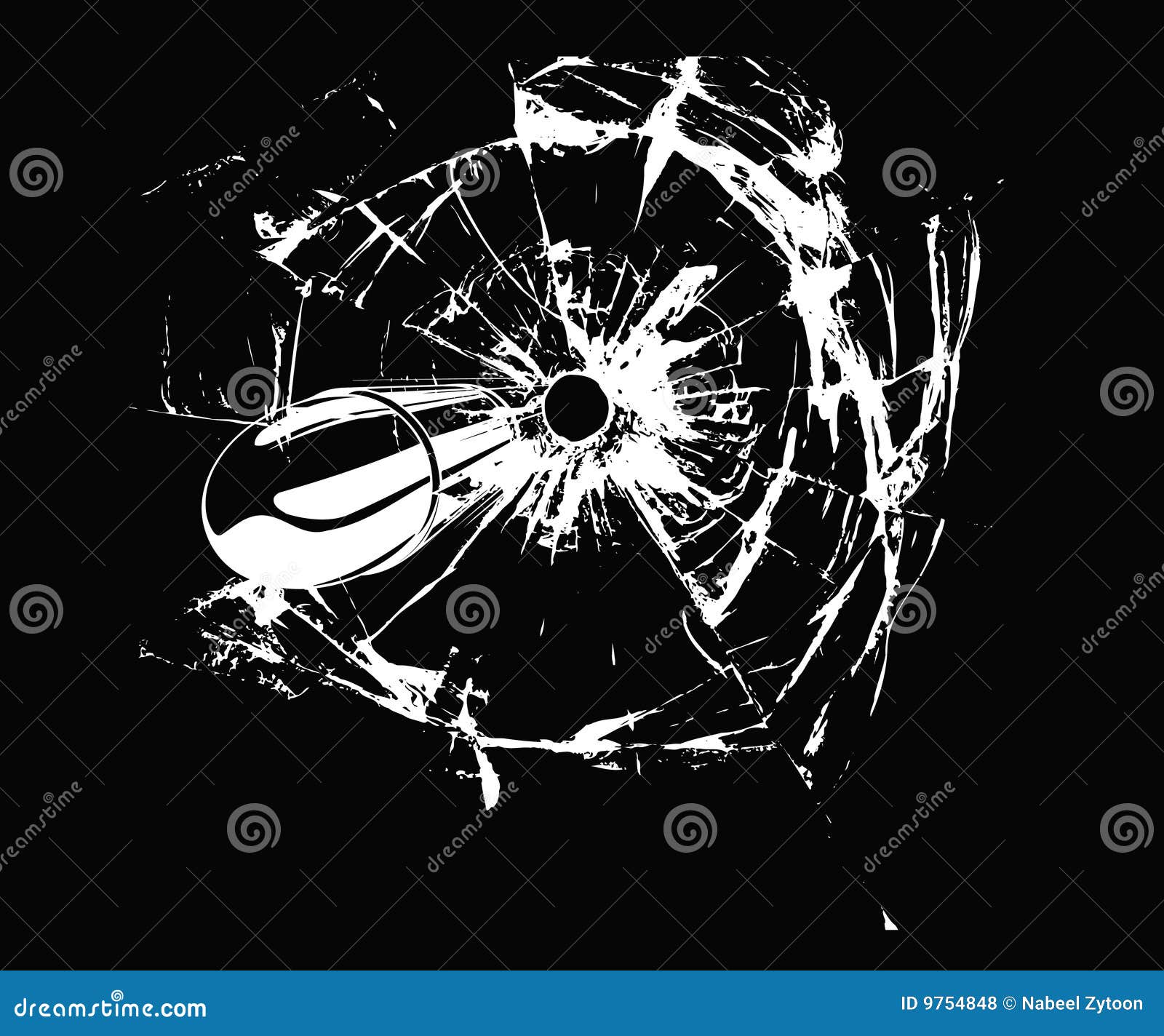 Bullet shot through glass stock vector. Illustration of broken - 9754848