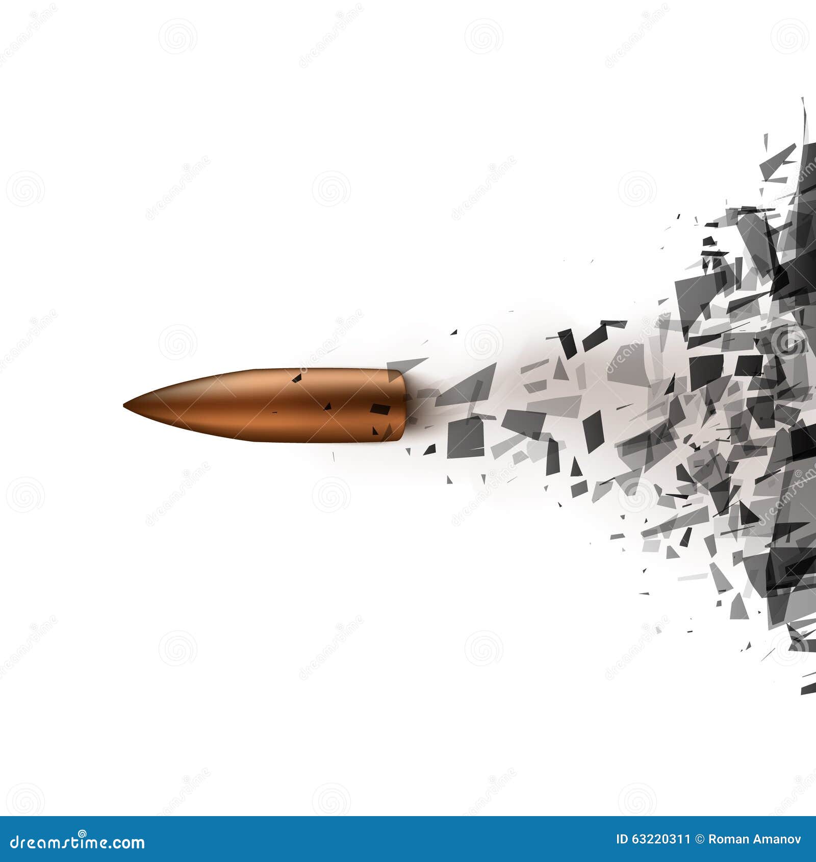 Red Bullet Shot Smashed The Walls On White Background. Poster Or Flyer ...