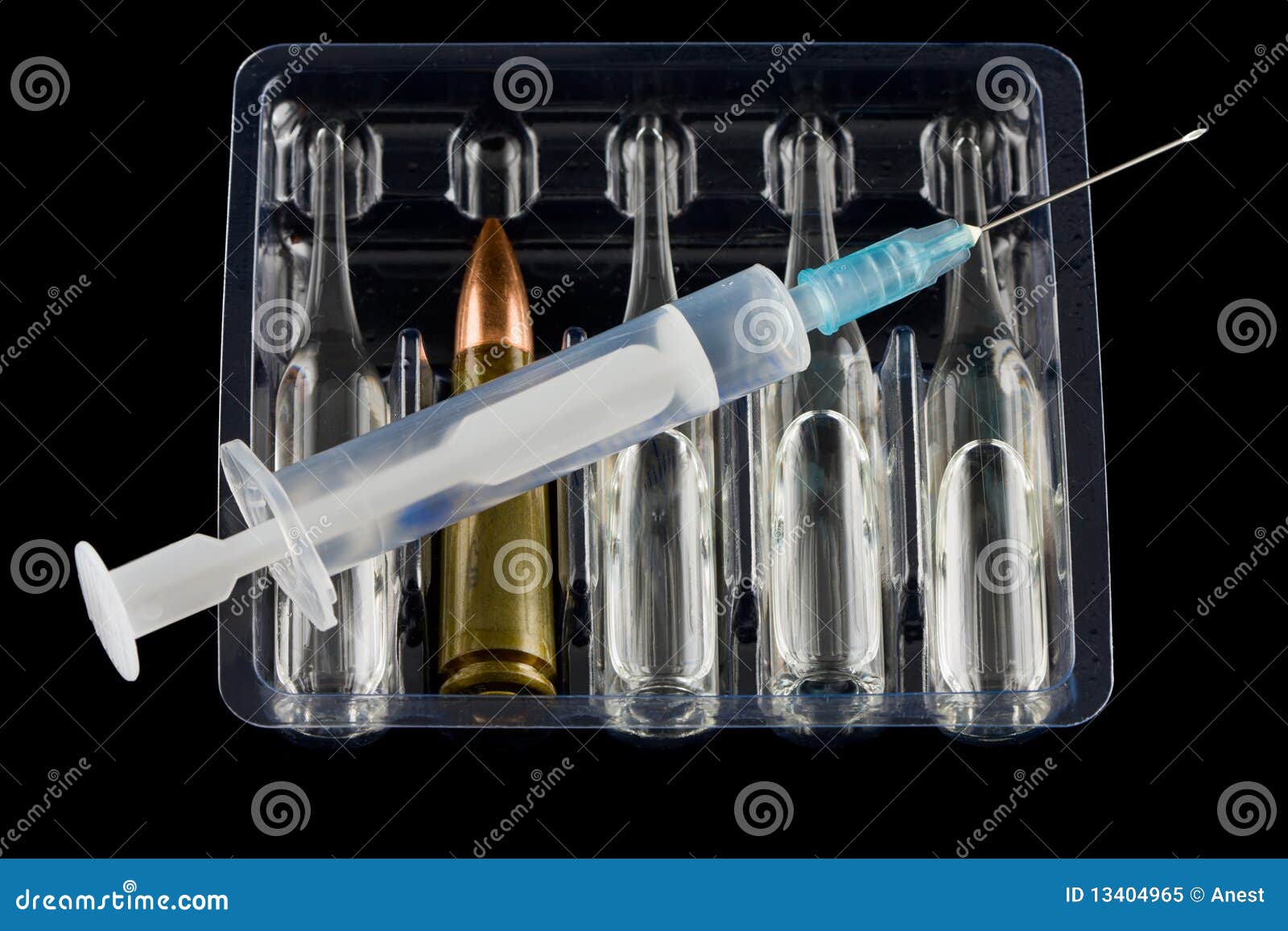 Bullet, Syringe and Ampoules Stock Image - Image of deadly, macro: 13404965