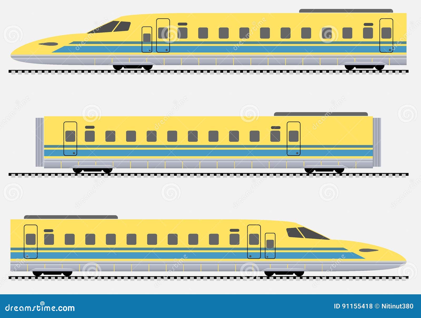 Passenger Express Trains. Railway Carriages. Cartoon Set Of Subway Or ...