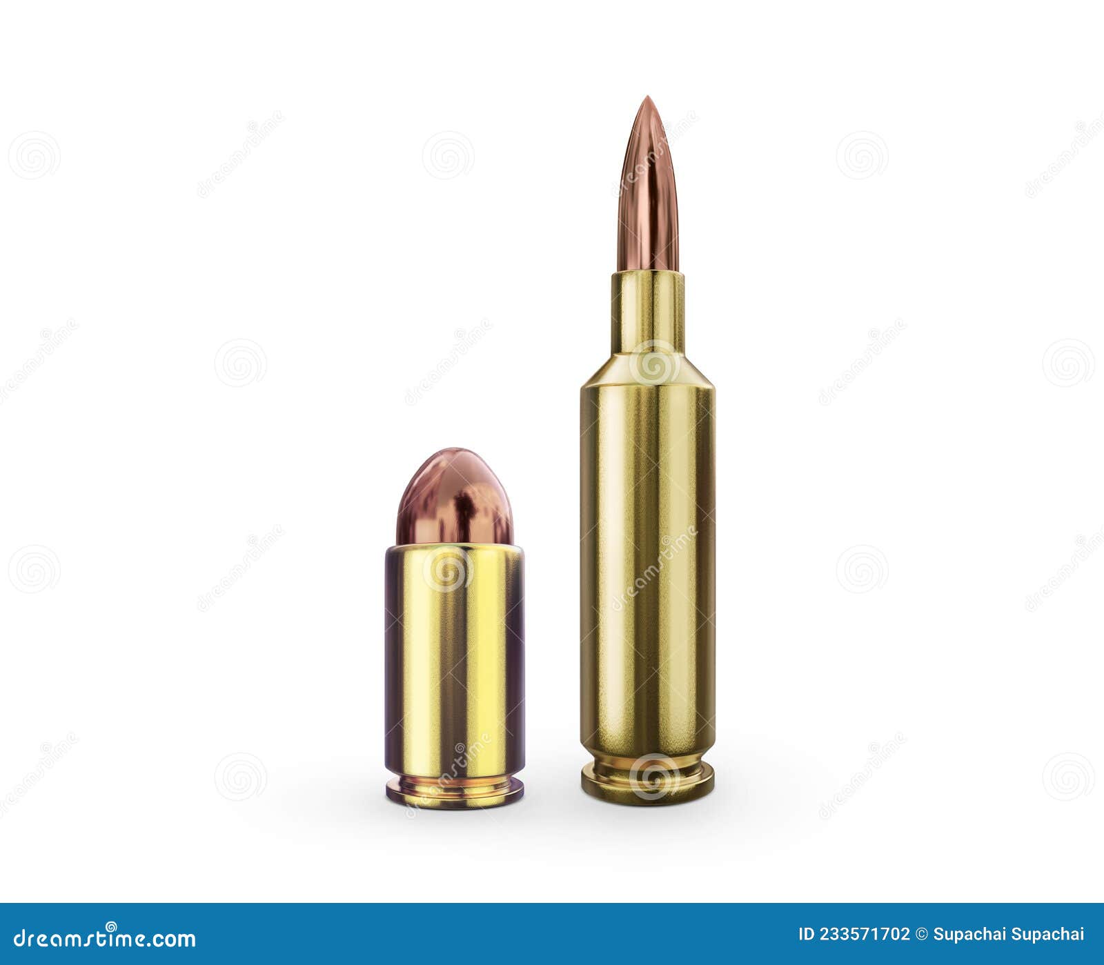 Bullet on White Background. 3D Render Stock Illustration - Illustration ...