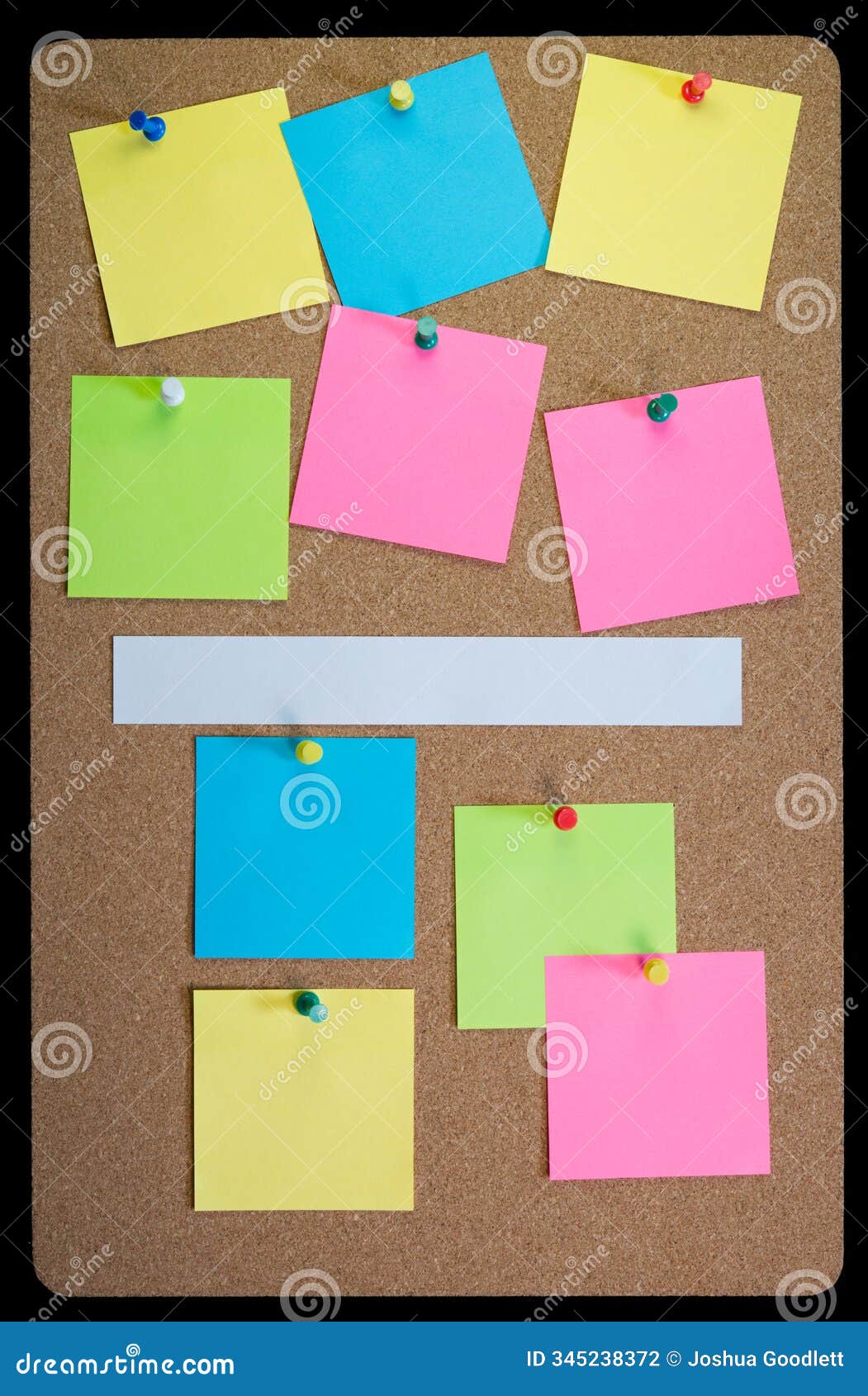 Bulletin Board with Blank Sticky Notes Stock Photo - Image of urgent ...