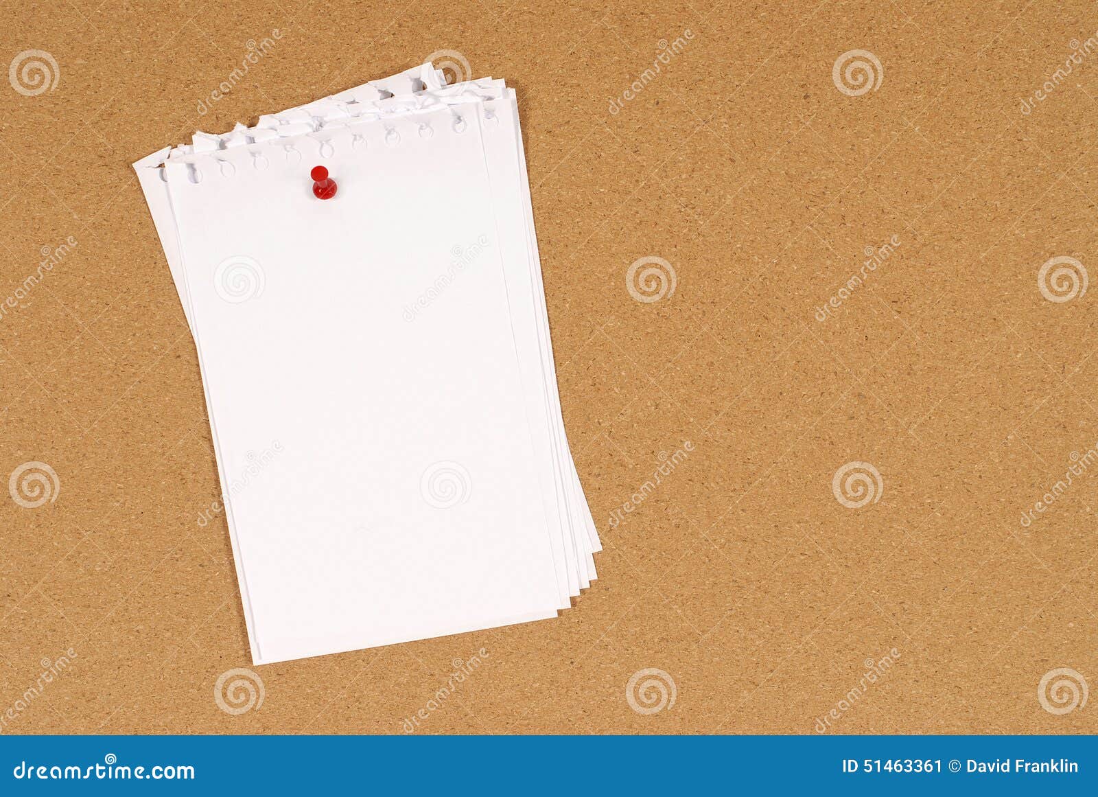 Untidy Torn Notepaper Pinned with Thumbtack To a Cork Notice Board ...