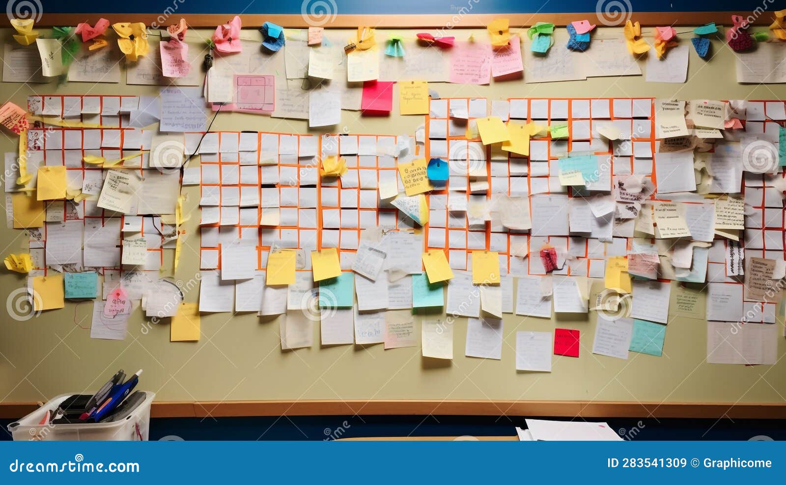 Bulletin Board Filled with Notes Stock Illustration - Illustration of ...