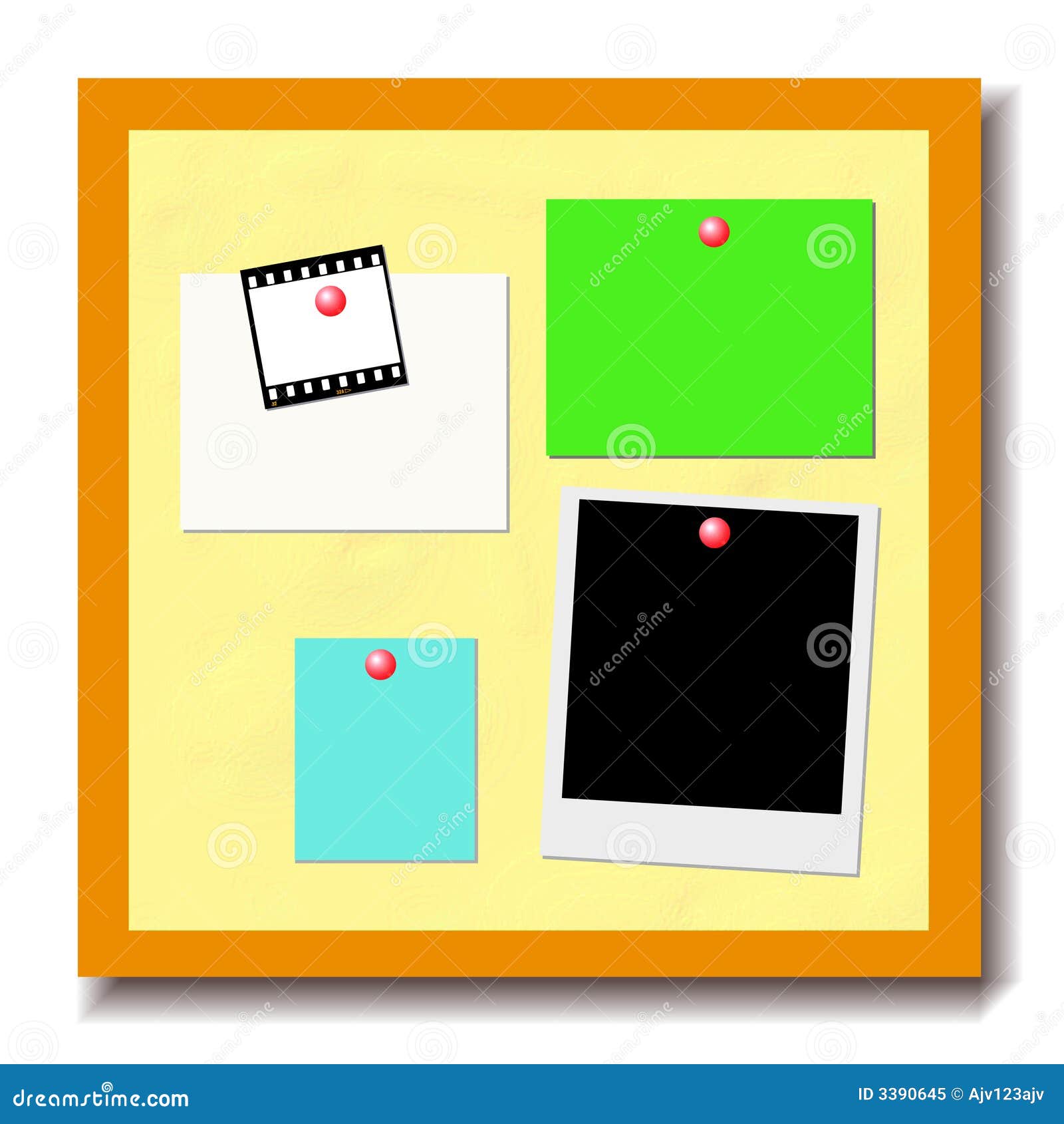 Bulletin Board with Notes stock illustration. Illustration of shadow ...