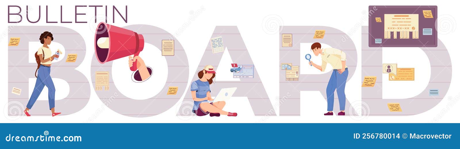 Bulletin Board Text Concept Stock Vector - Illustration of ...