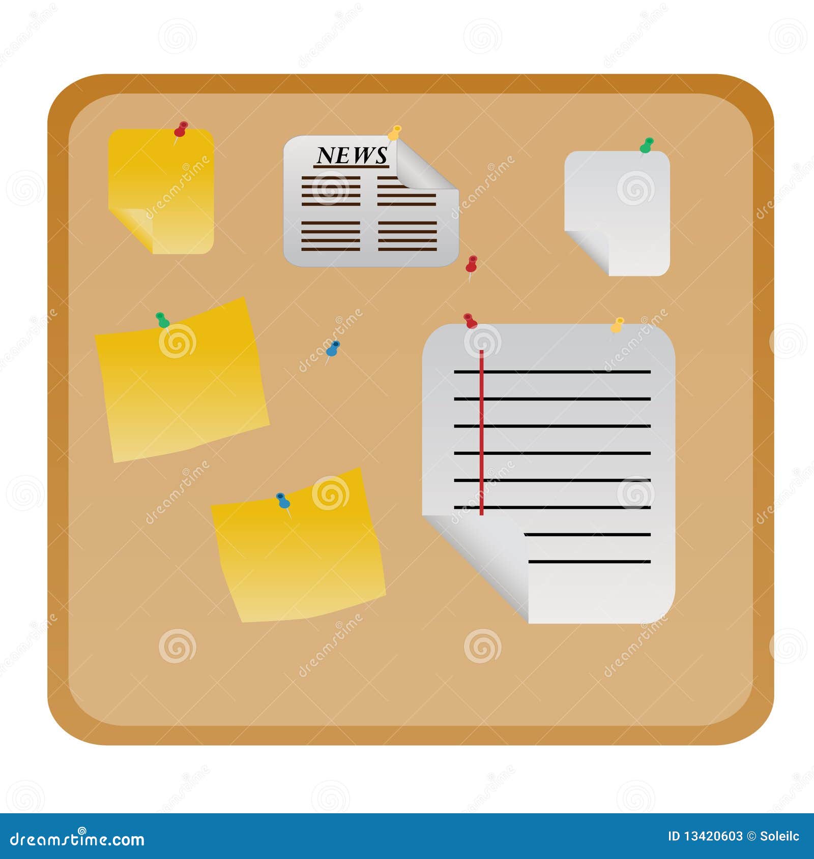 Bulletin or message board stock vector. Illustration of bulletin - 13420603
