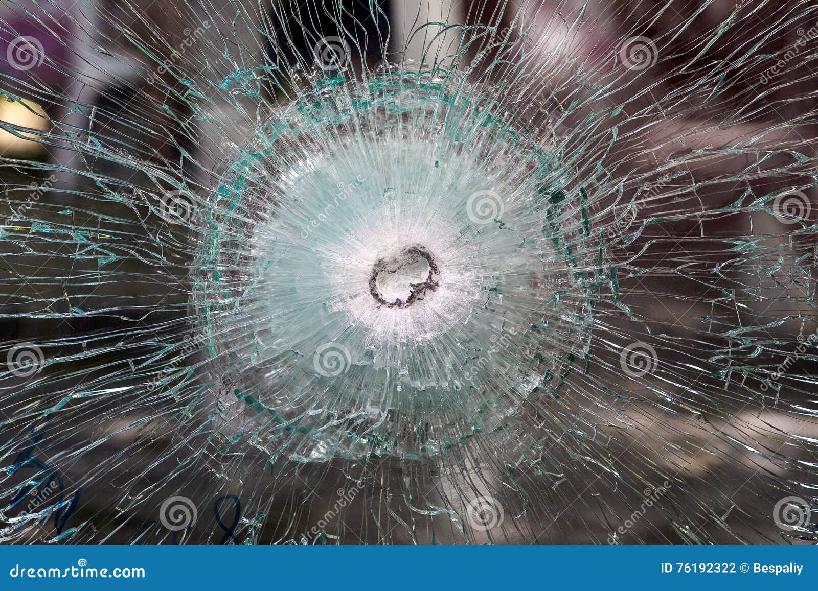 The bulletproof glass. stock photo. Image of crack, abstract - 76192322
