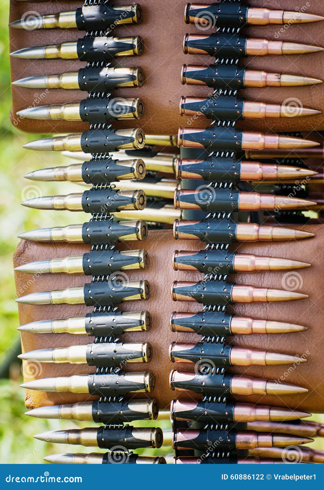 Bullets in Ammunition Belt for Machine Gun Stock Photo - Image of ...
