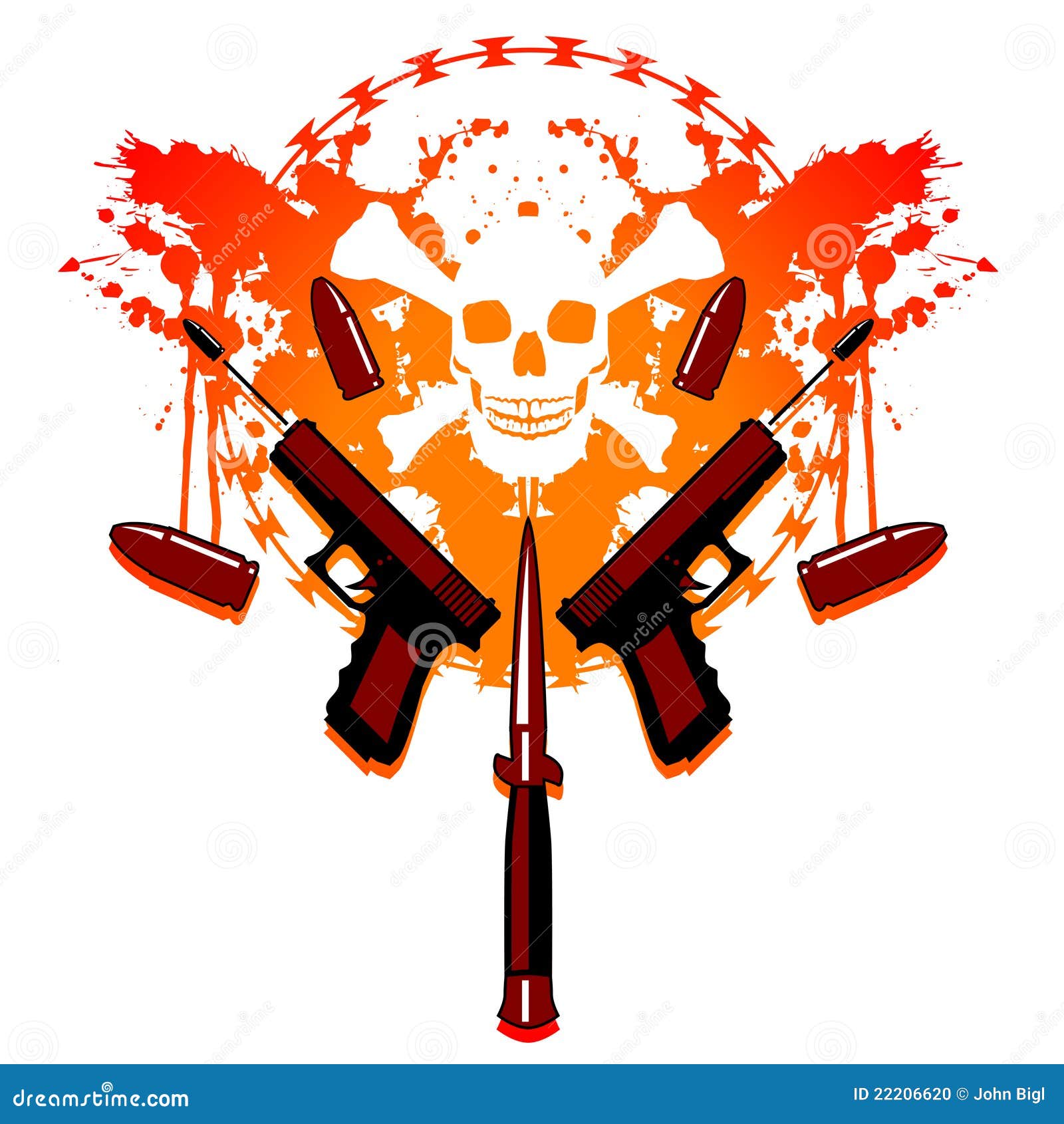 Bullets and blood stock vector. Illustration of glock - 22206620