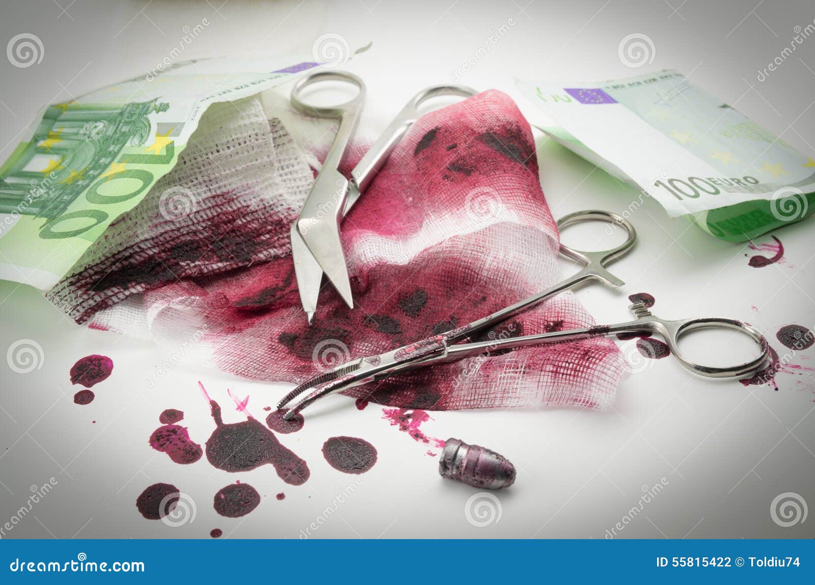 Bullets, Blood, Bandage and Money Stock Photo - Image of cash, arms ...