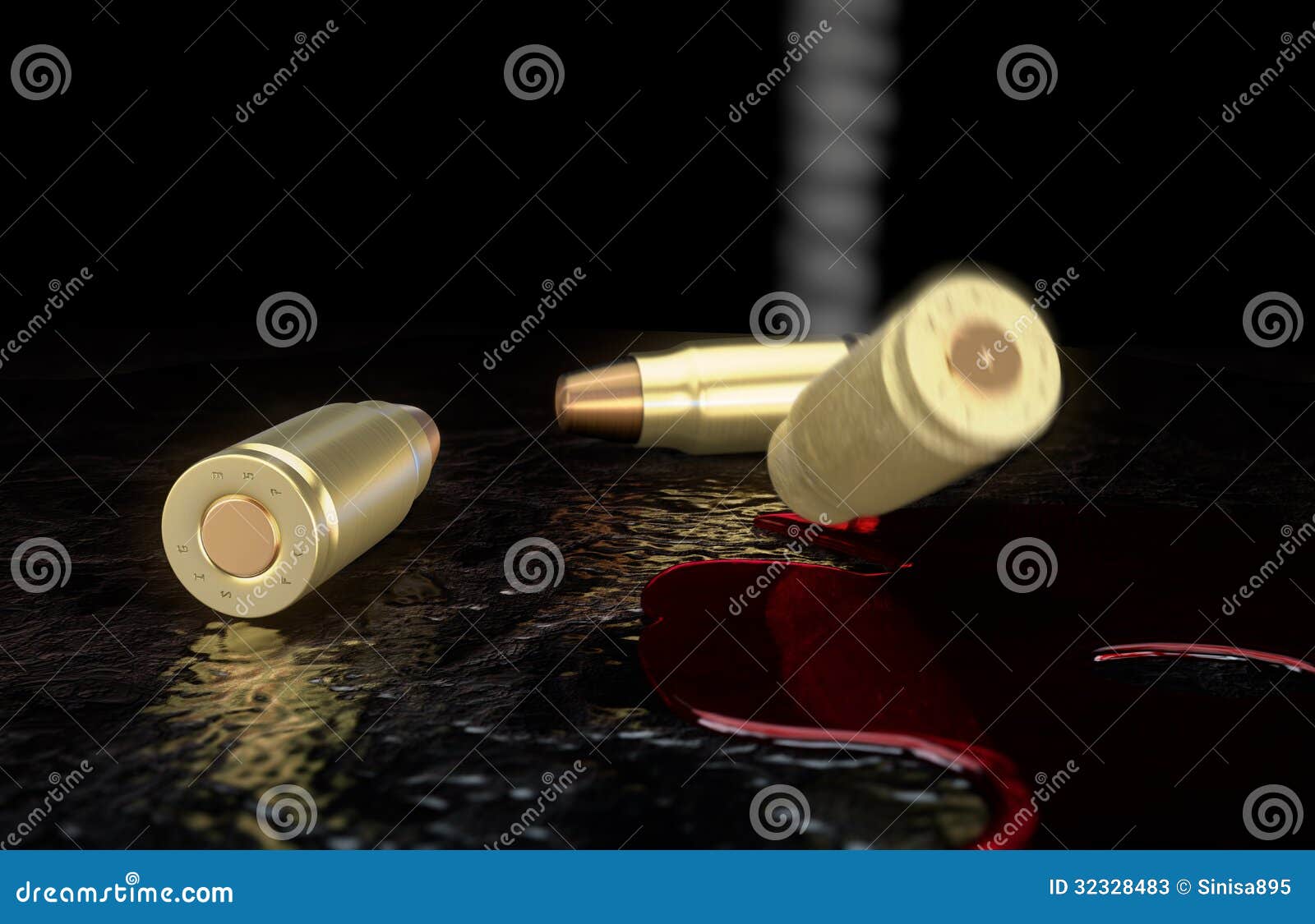 Bullets in the blood stock illustration. Illustration of ammo - 32328483