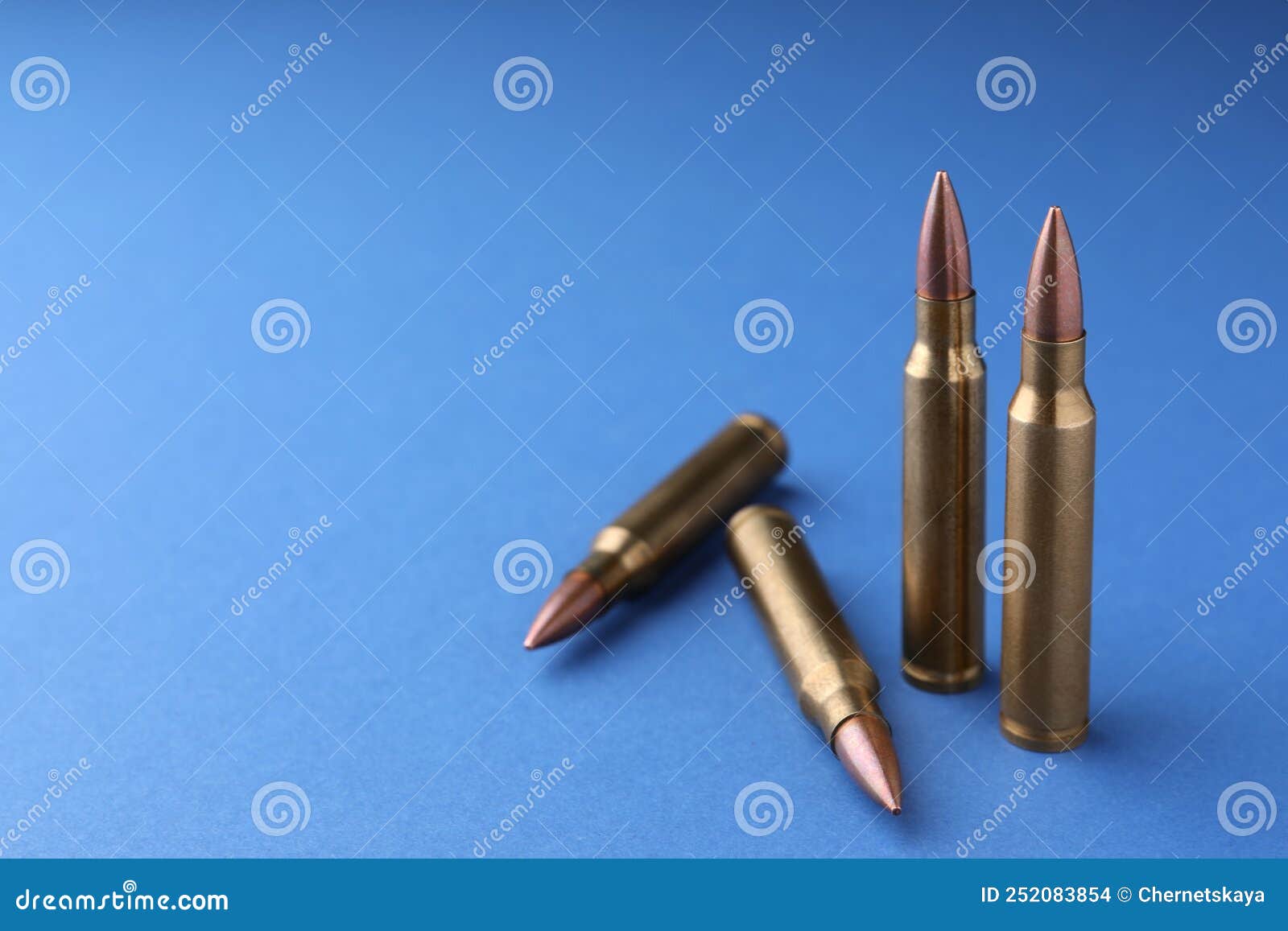 Bullets on Blue Background, Closeup. Space for Text Stock Photo - Image ...