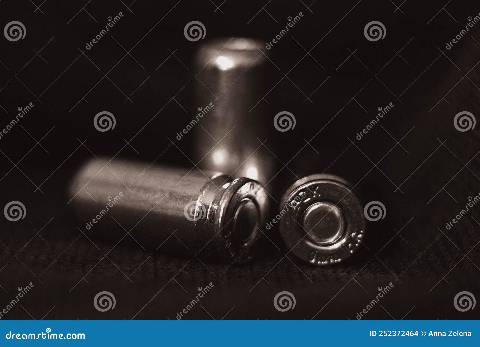 Pistol Bullets in Black and White, Macro Shot Stock Photo - Image of ...