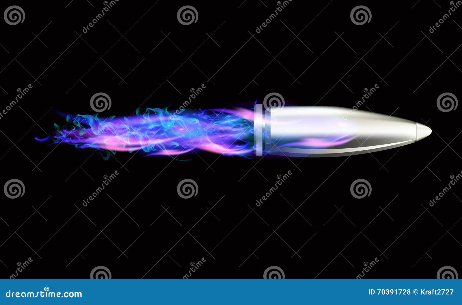 Bullets Flying in the Blue Flame Stock Vector - Illustration of rapidly ...