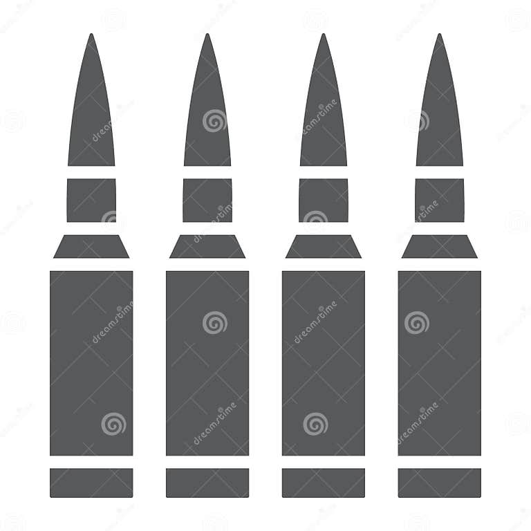 Bullets Glyph Icon, Ammunition and Army, Caliber Sign, Vector Graphics ...