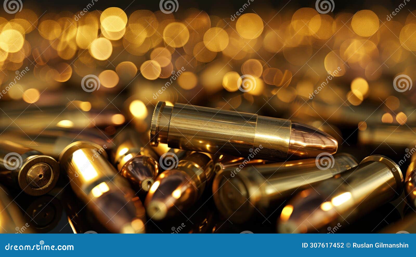 Bullets from the Gun Placed on a Black Table Stock Photo - Image of ...
