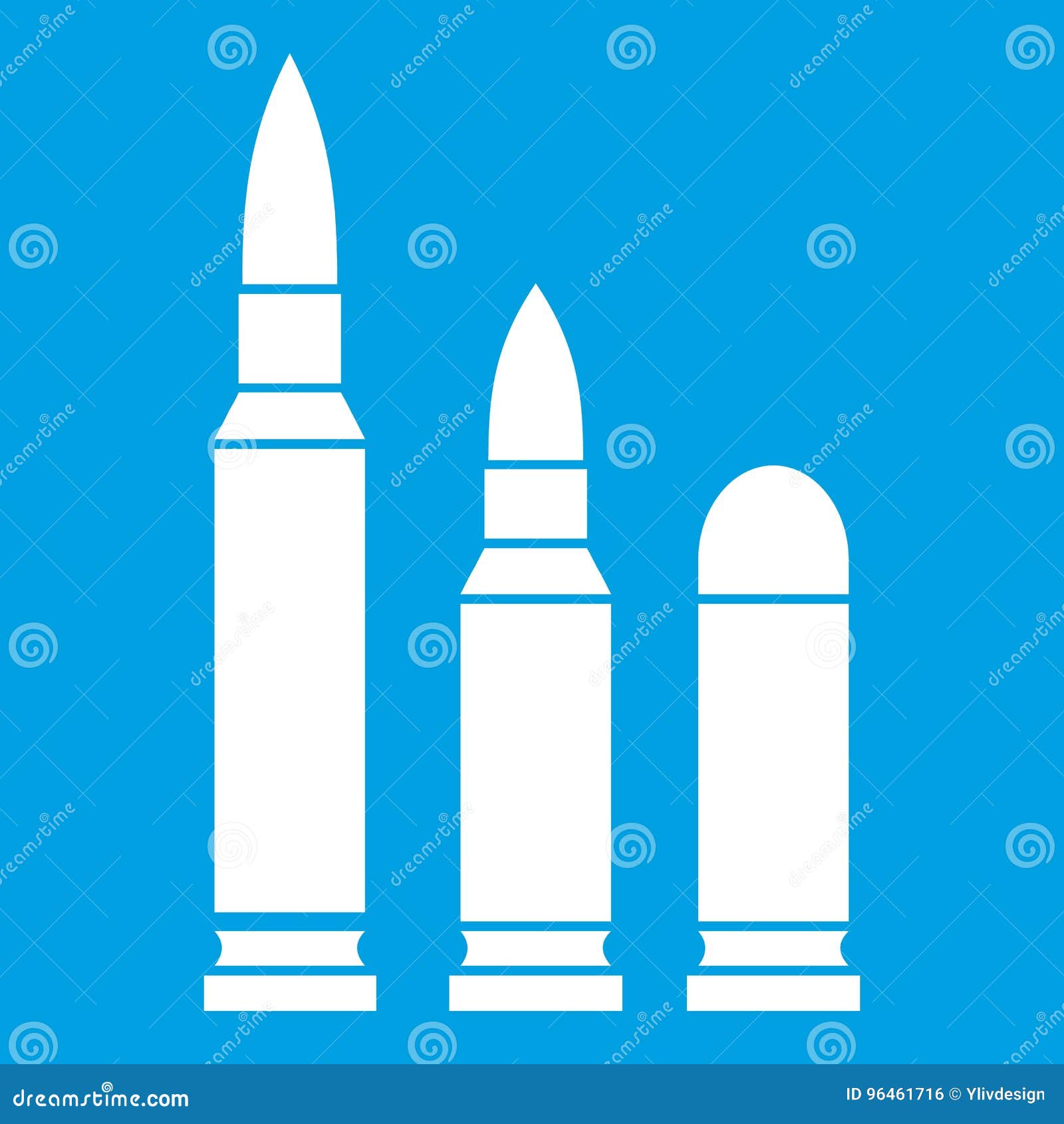 Bullets icon white stock vector. Illustration of pistol - 96461716