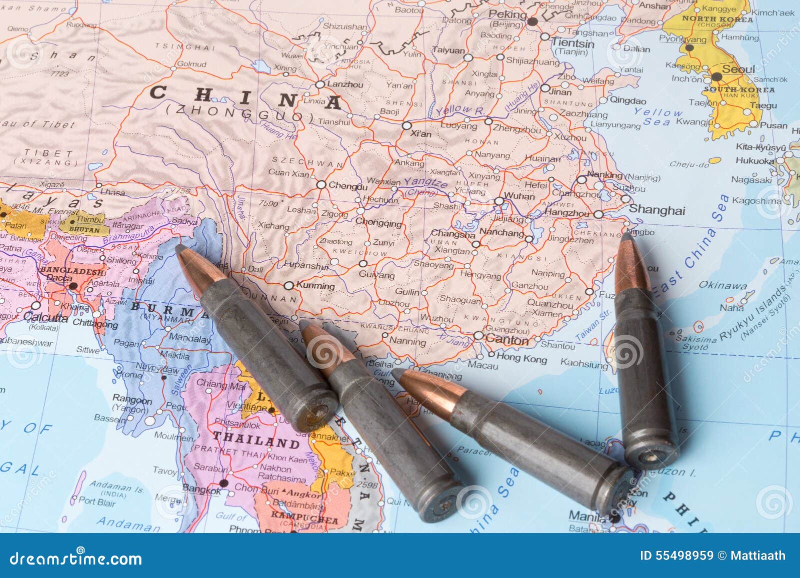 Bullets on the Map of China Stock Image - Image of army, danger: 55498959