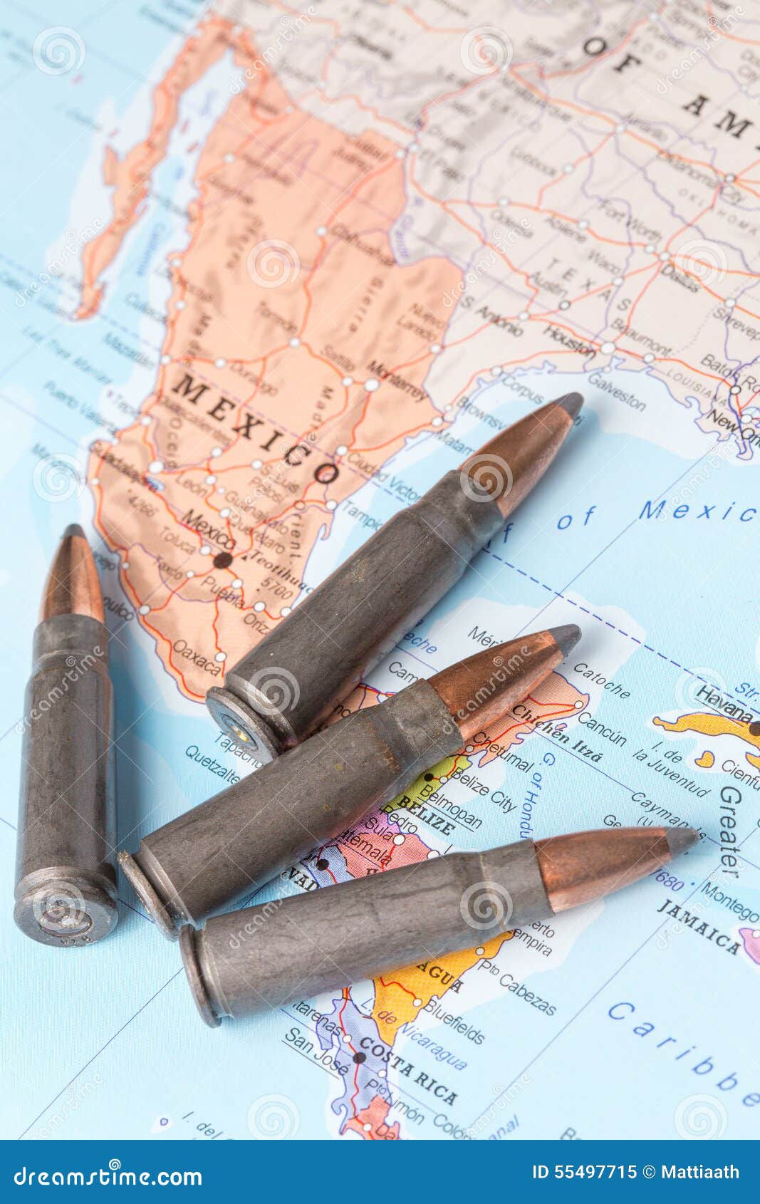 Bullets on the Map of Mexico Stock Image - Image of kalashnikov ...
