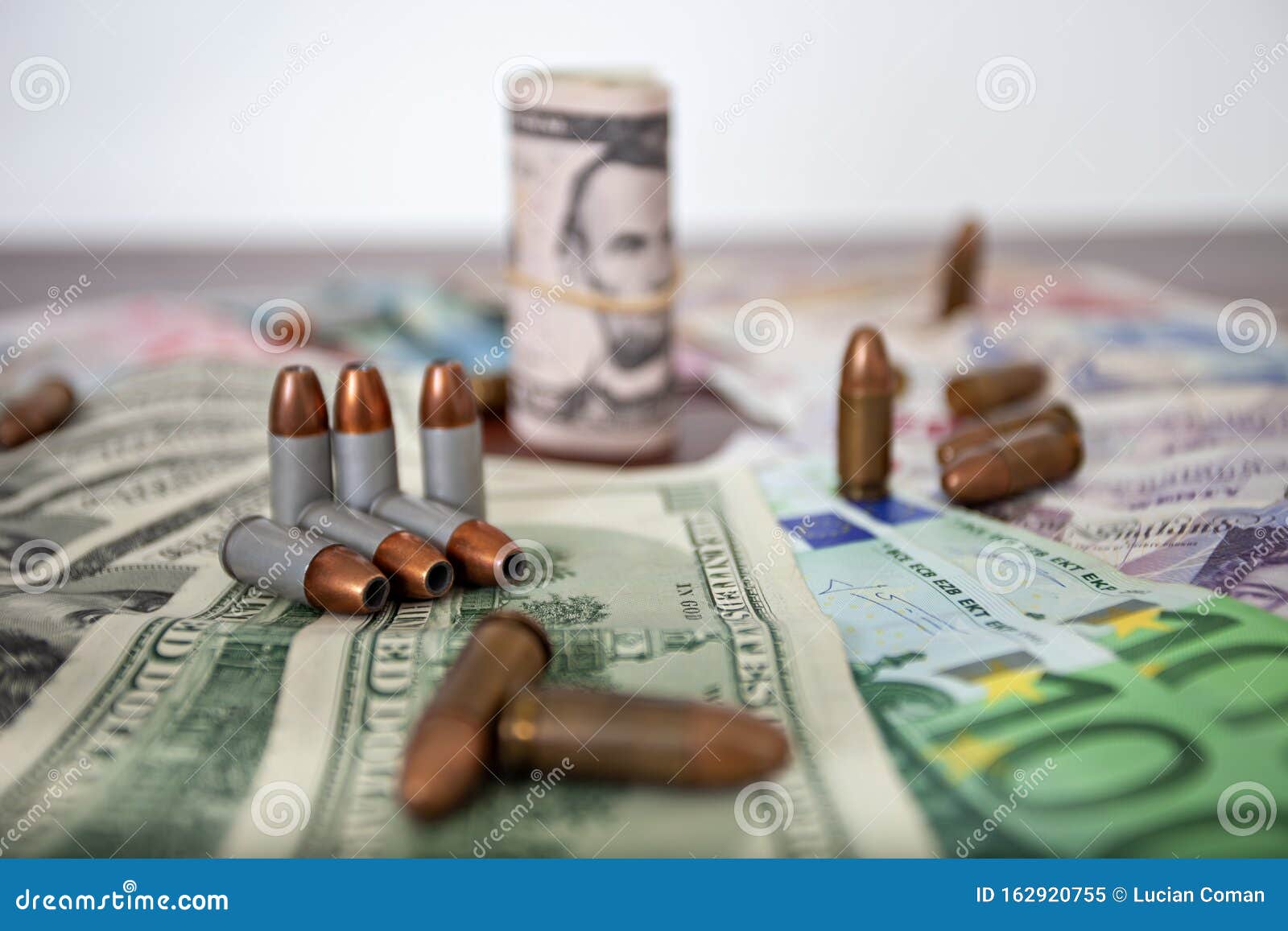 Bullets and money stock image. Image of illegal, crook - 162920755