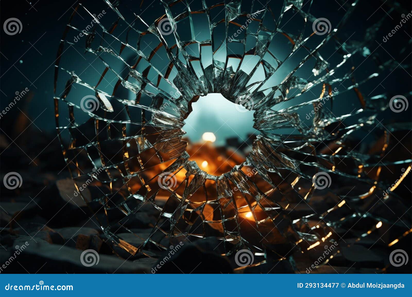 Bullets Path Left Circular Cracks Emanating from Shattered Windows Hole ...