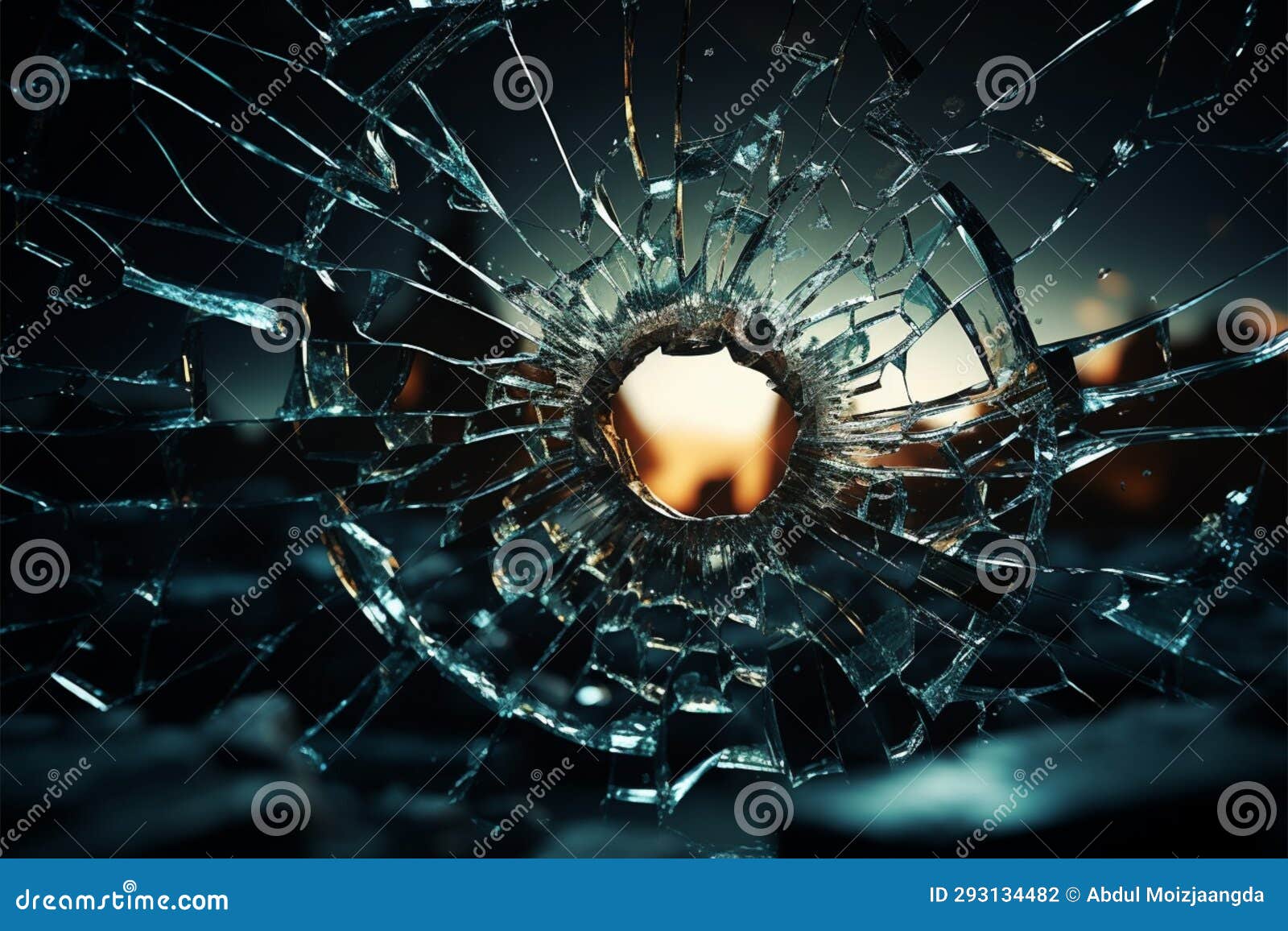 Bullets Path Left Circular Cracks Emanating from Shattered Windows Hole ...