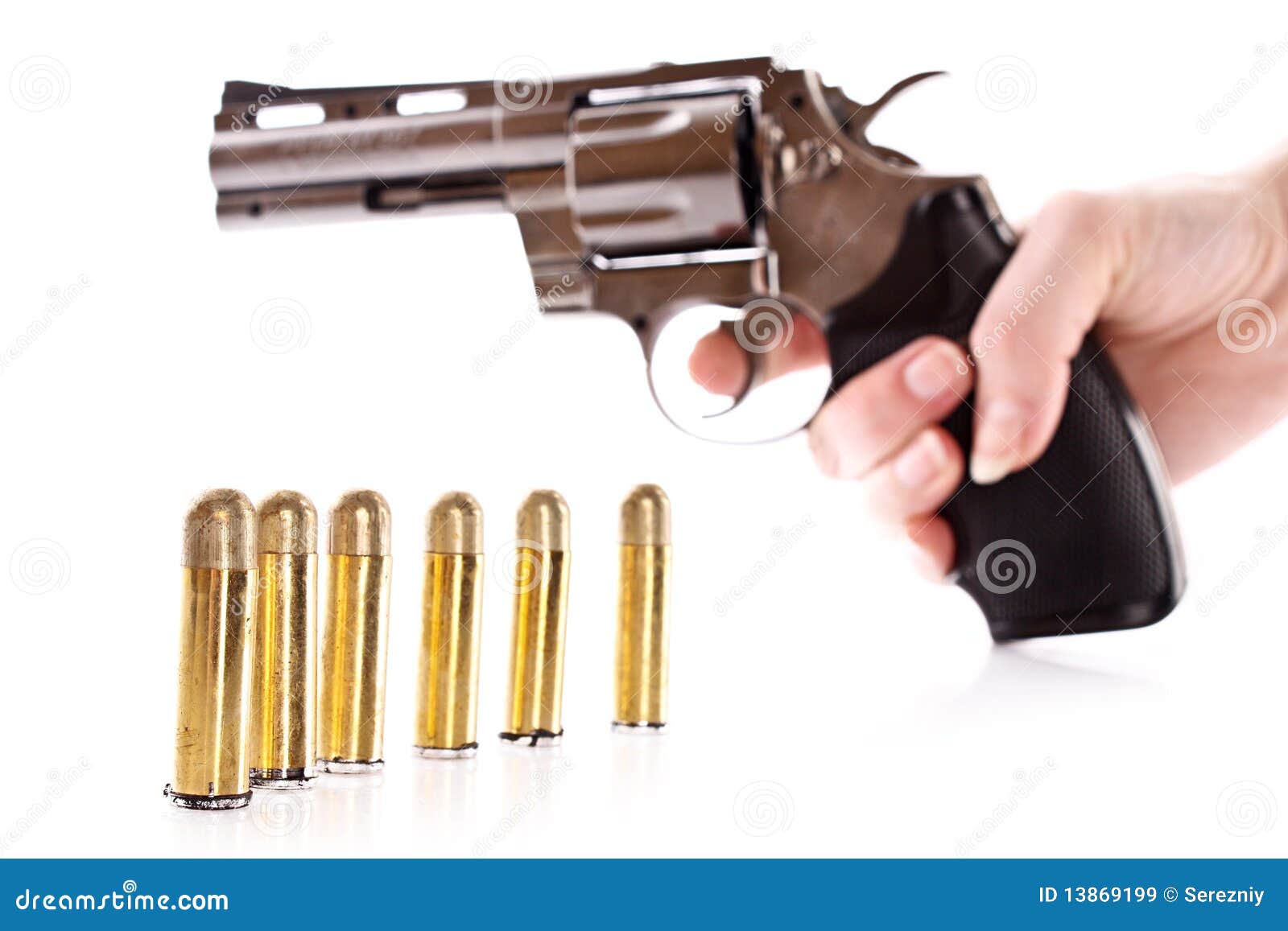 Bullets and Revolver in Hand. Stock Image - Image of armed, pistol ...
