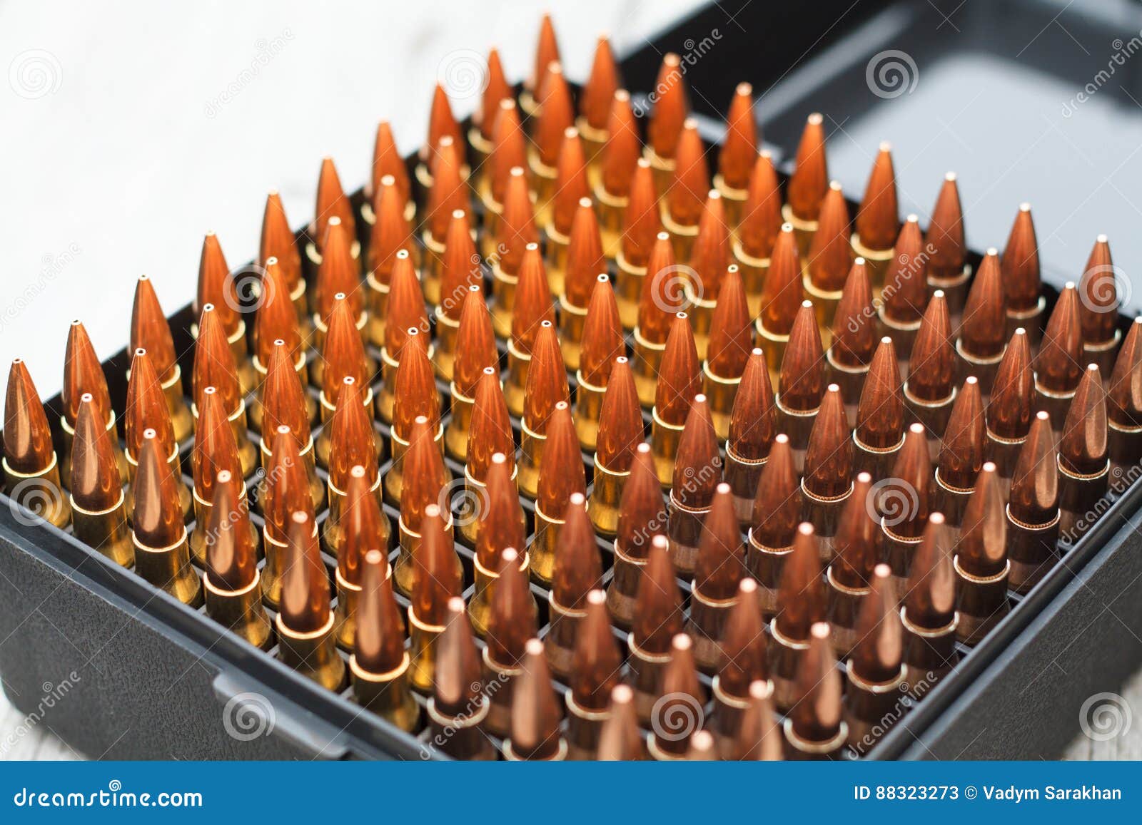 Bullets for Rifle. Bullet in the Box Stock Image - Image of brass ...