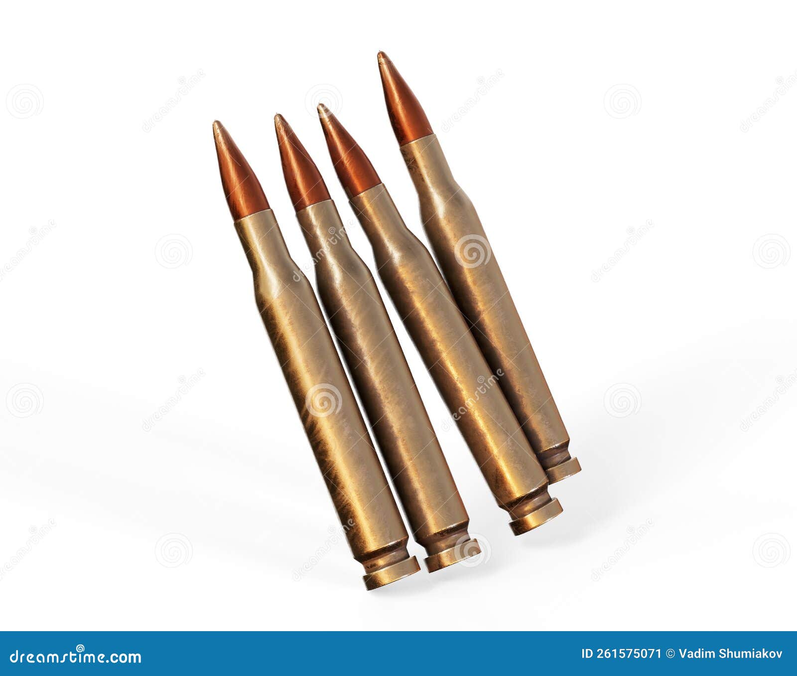 Bullets in a Row, 3D Rendering Stock Illustration - Illustration of ...