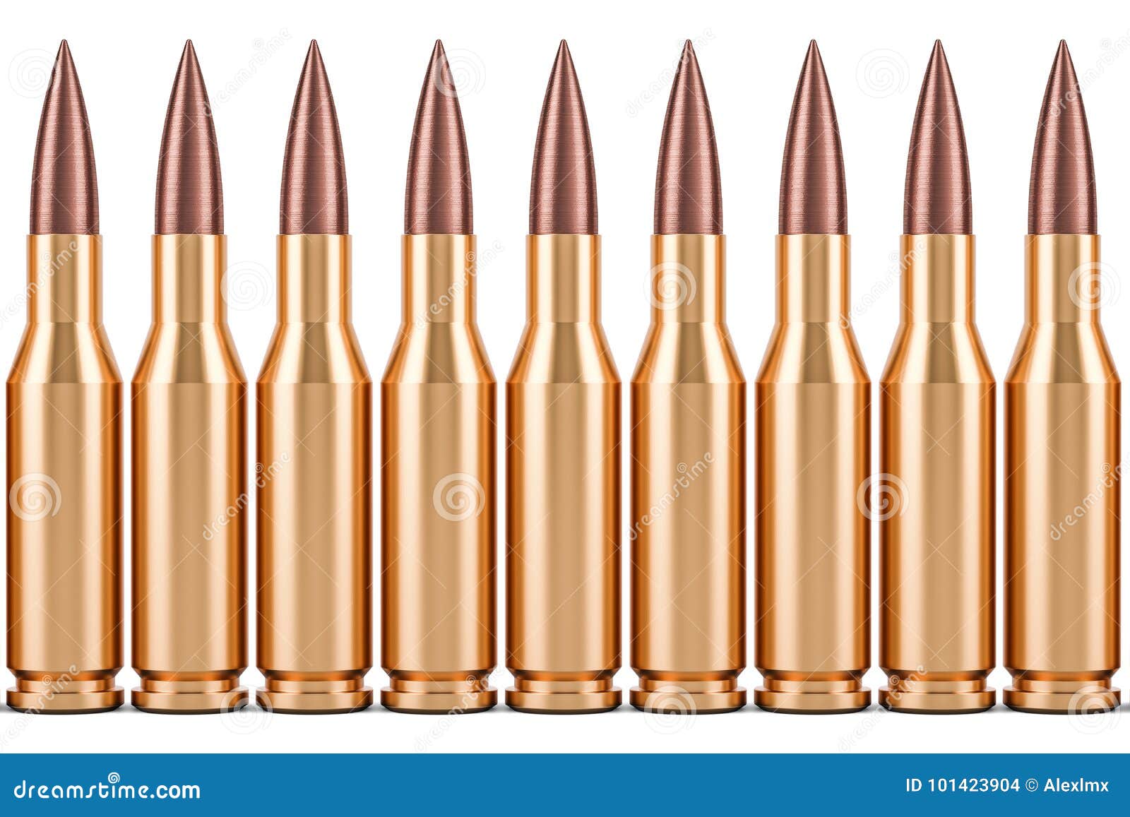 Bullets in a Row, 3D Rendering Stock Illustration - Illustration of ...